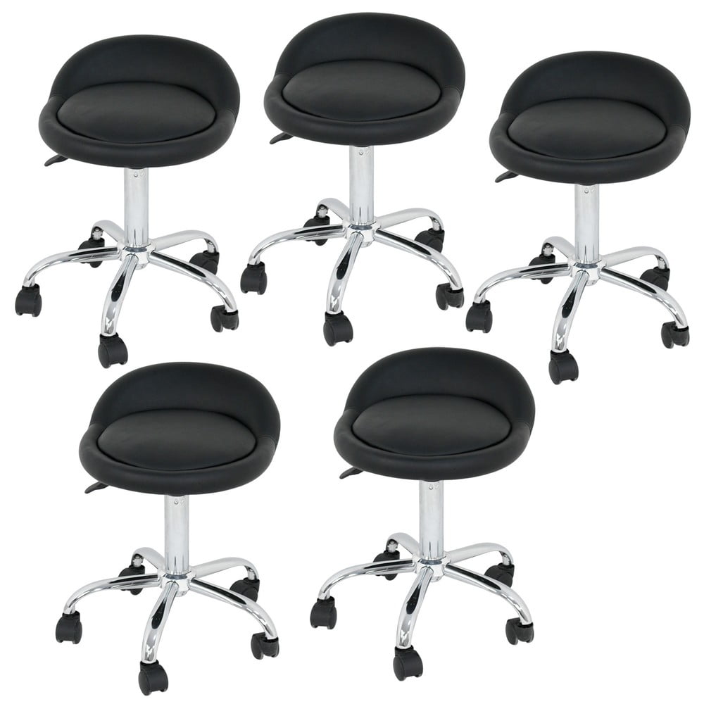 WSSYzyzf Set of 5 Adjustable Swivel Hydraulic Salon Stools, Black ...