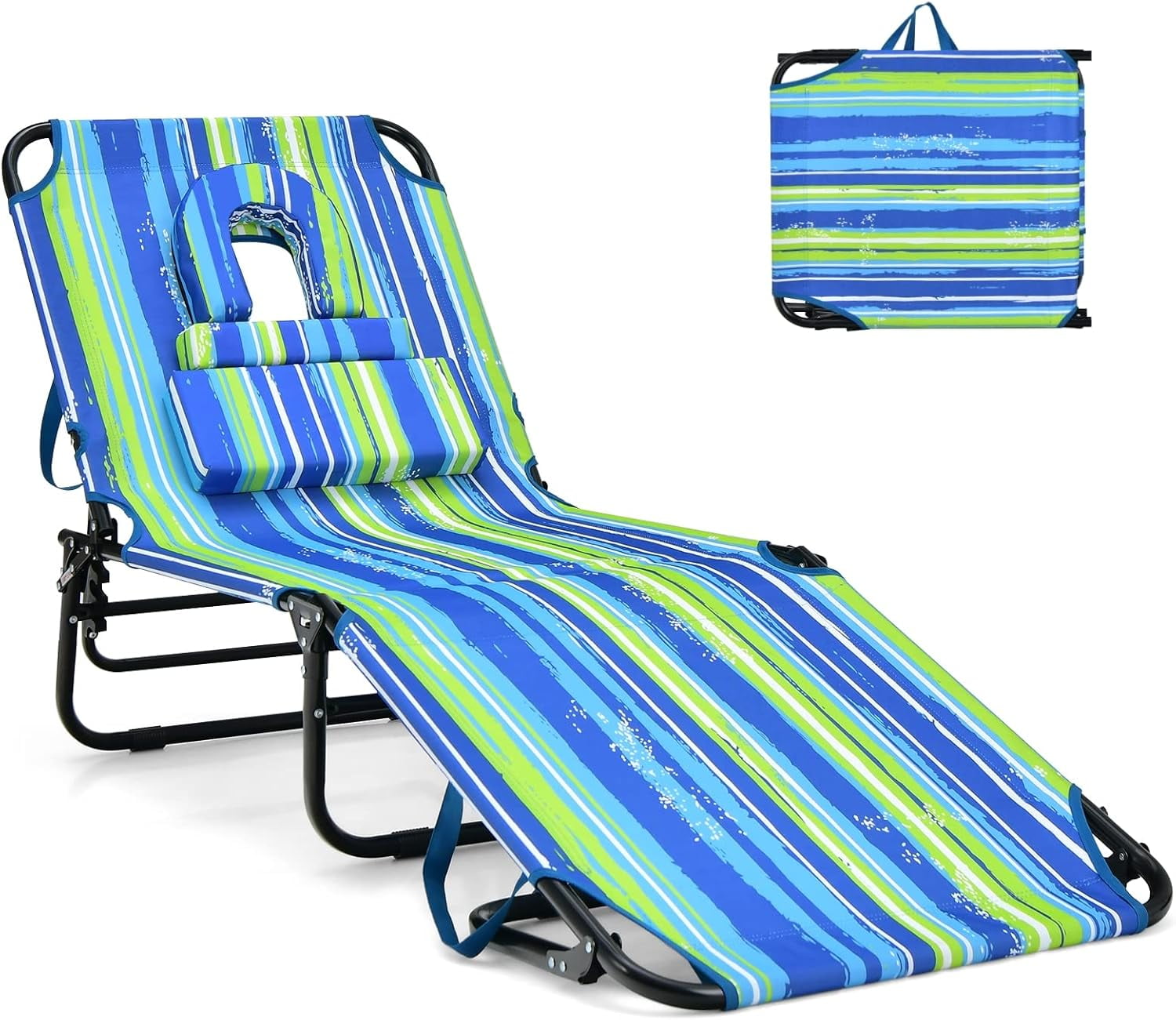 WSSYzyzf Tanning Chair, 350lbs Beach Lounge Chair with Face Hole ...