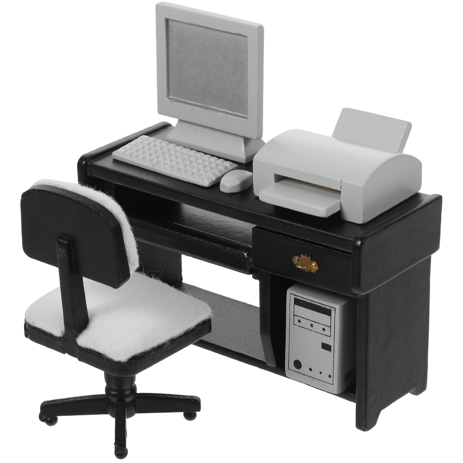 WSTEER 1 Set Mini Office Desk Toys Tiny House Computer Model Miniature ...