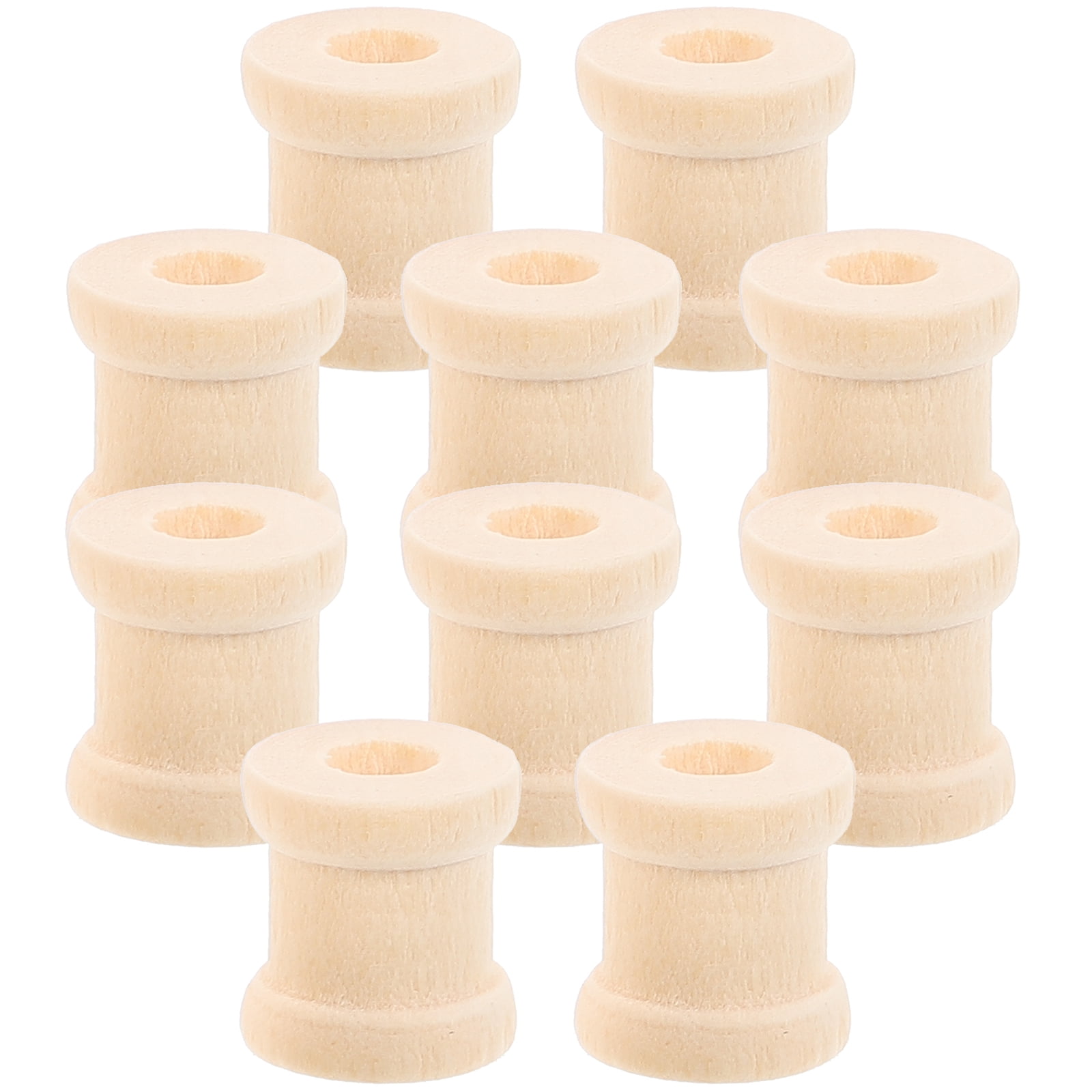 WSTEER 100 Pcs Vintage Unfinished Wooden Spools Hour Glass Shaped ...