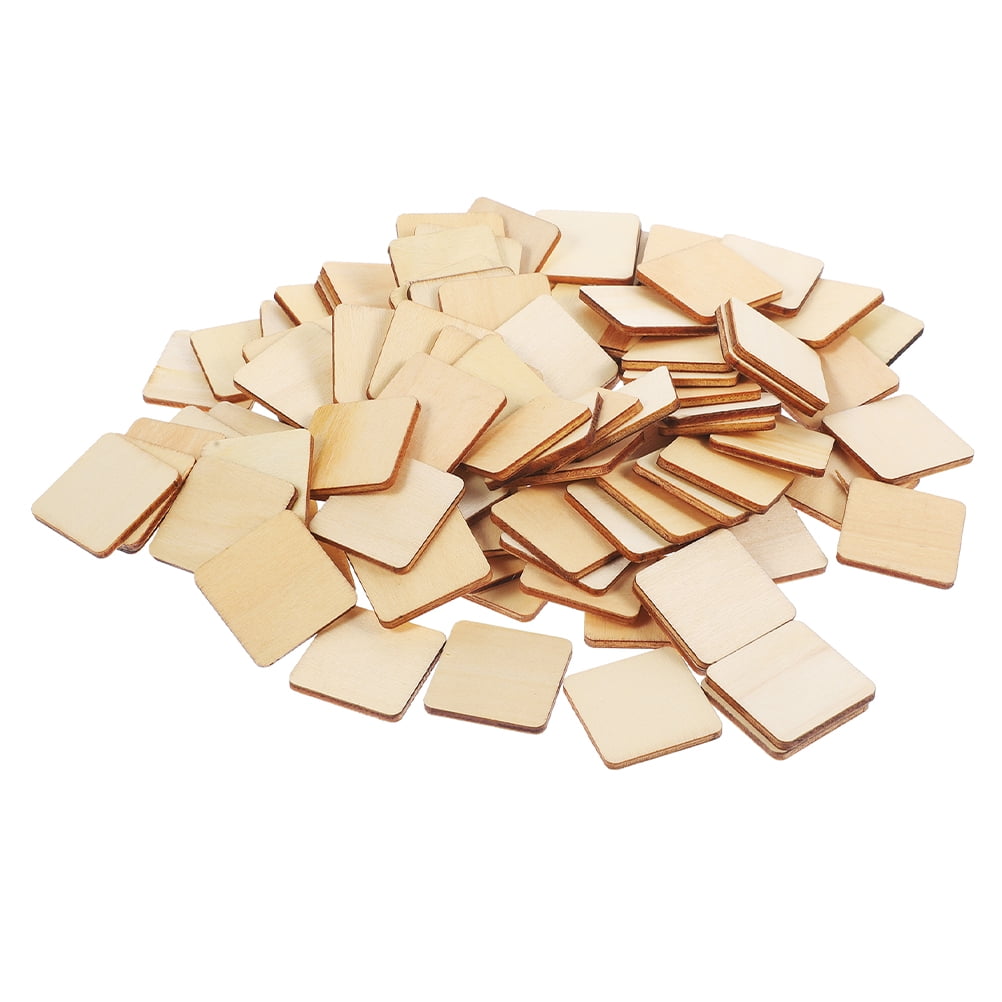 WSTEER 100Pcs Wooden Cutouts Unfinished Square Cutouts DIY Crafts ...