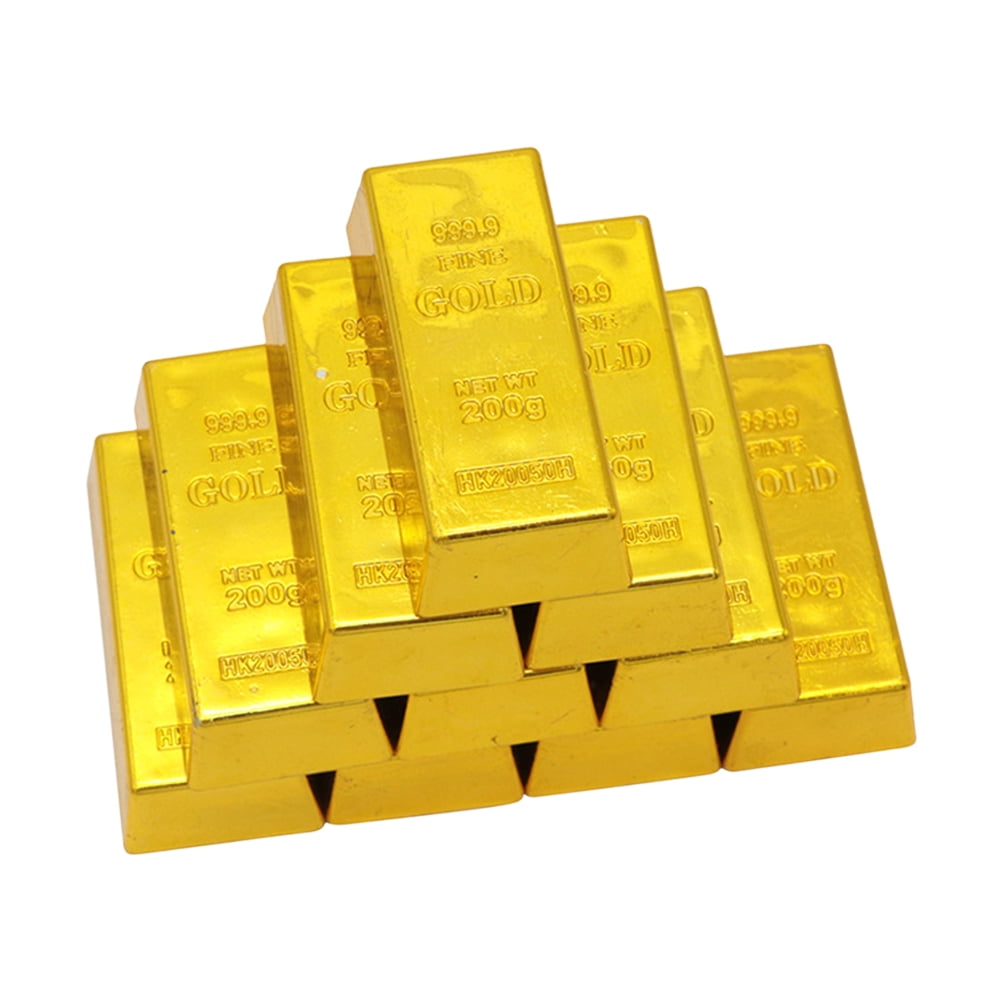 WSTEER 10pcs Plastic Gold Bar Simulation Golden Brick Fortune Blessing ... WSTEER 10pcs Plastic Gold Bar Simulation Golden Brick Fortune Blessing ...
