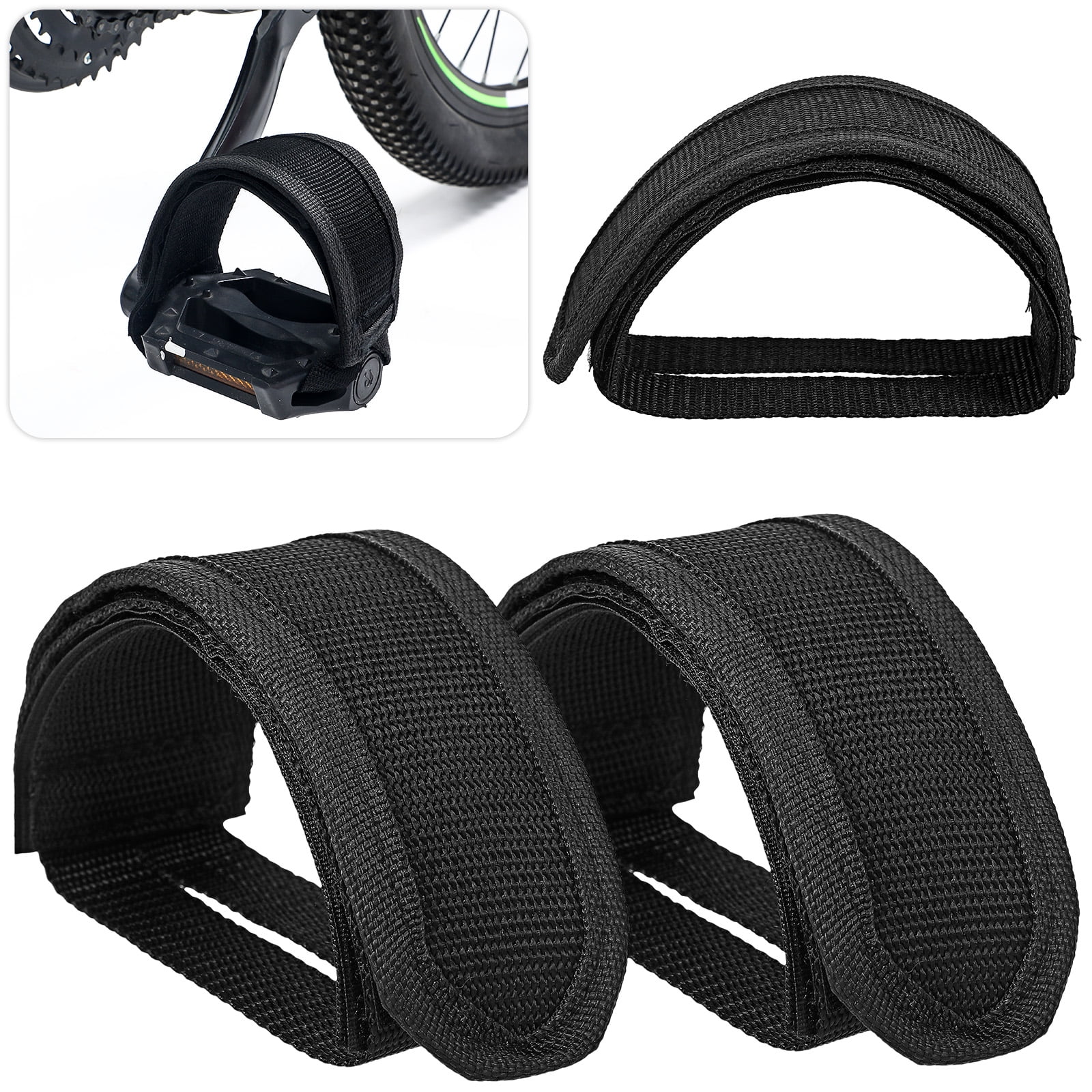 WSTEER 2pcs Pedal Straps Bike Pedal Feet Belt Toe Clips Adjustable Adult Bike Footrest Straps ...