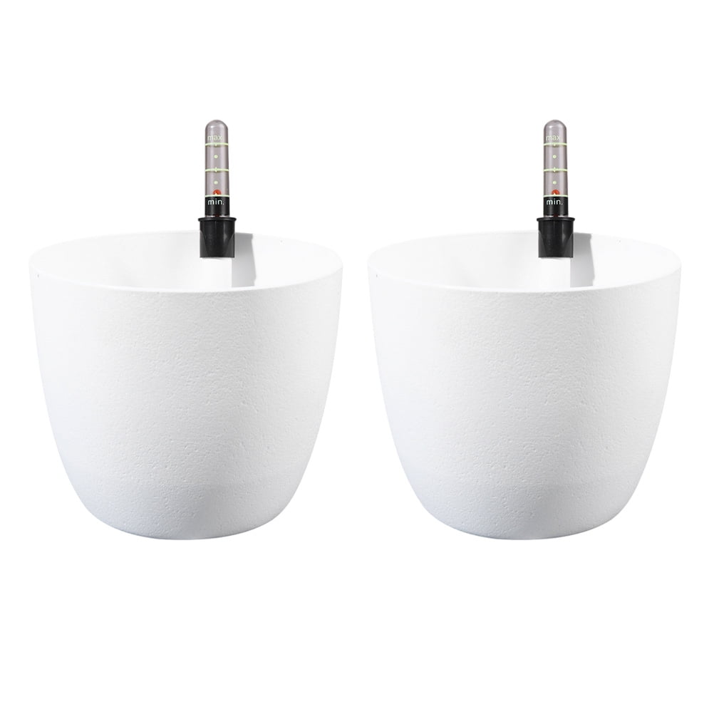 WSTEER 2pcs Plastic Plant Pots Self Watering Lazy Flower Pots Round ...