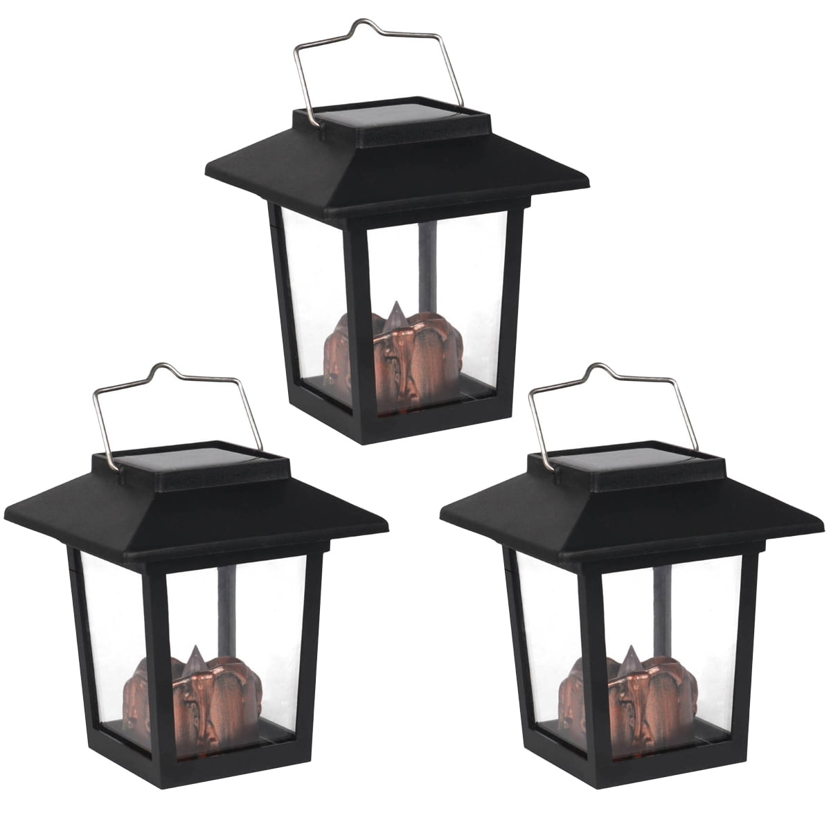 WSTEER 3PCS Waterproof LED Solar Candle Light Yellow Flash Plastic ...