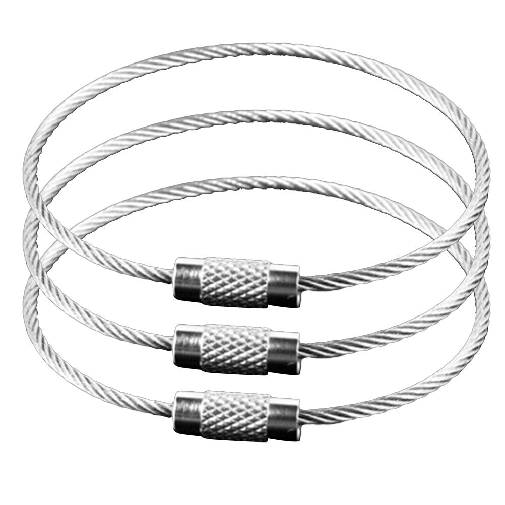 RENACLIPY 3pcs Durable Strong Stainless Steel Wire Key Rings for Travel ...