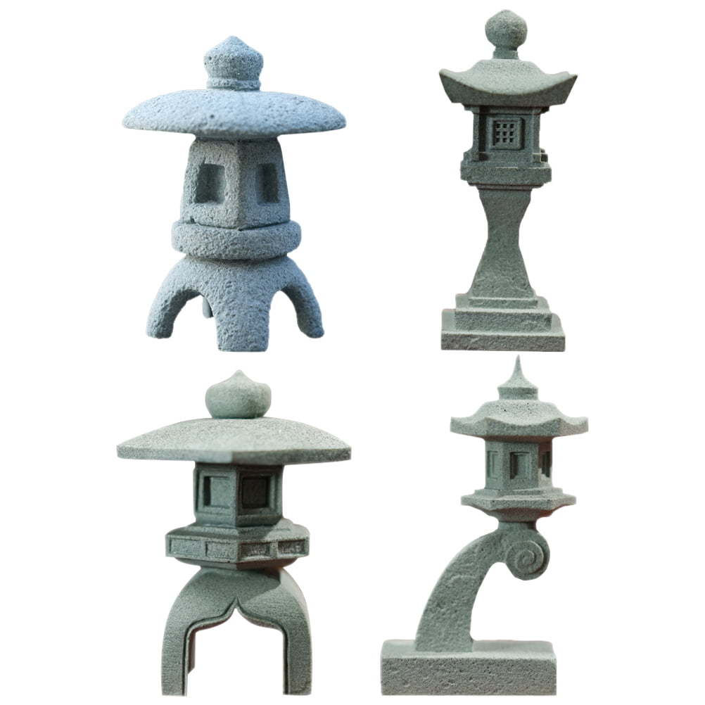 WSTEER 4Pcs Mini Lantern Pavilion Statue Lantern Pavilion Bonsai ...