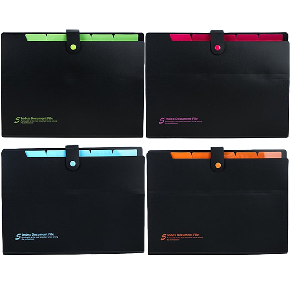 WSTEER 4pcs Expanding File Folder A4 File Folder Organizer Five-Pocket ...