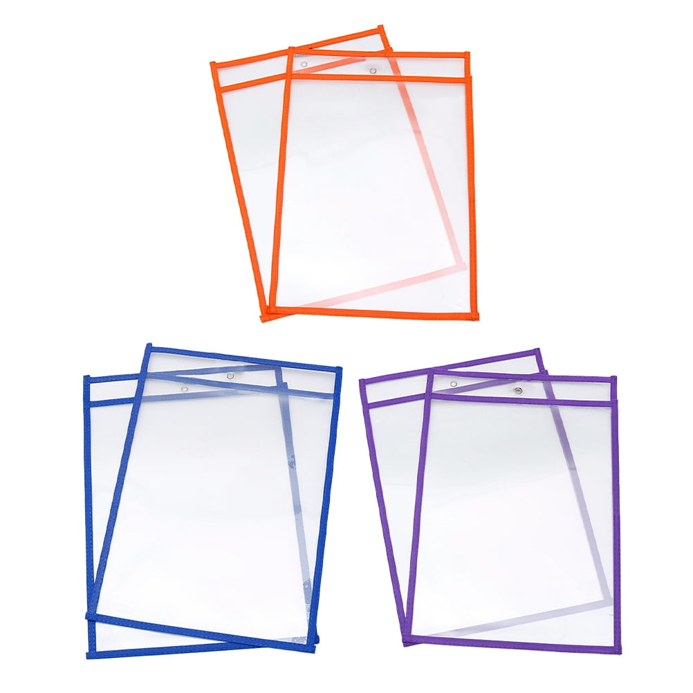 WSTEER 6Pcs Dry Erase Pockets Reusable Dry Erase Pockets Teacher ...