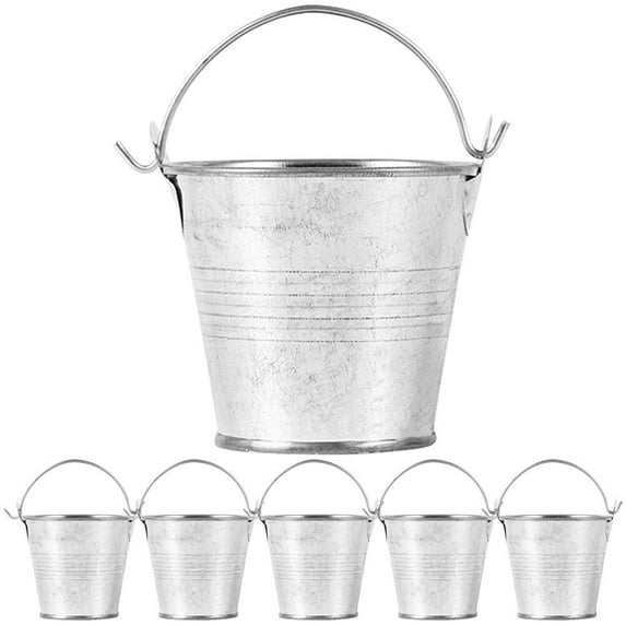 WSTEER 6pcs Small Metal Pails Mini Buckets with Handles Mini Round ...