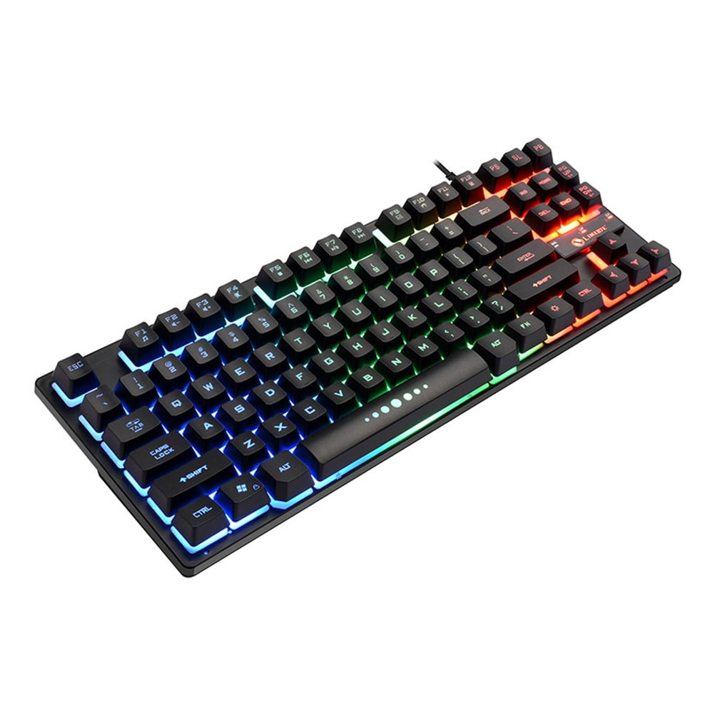 WSTEER Rainbow Backlight Keyboard 87 Keys Mechanical Gaming Computer ...