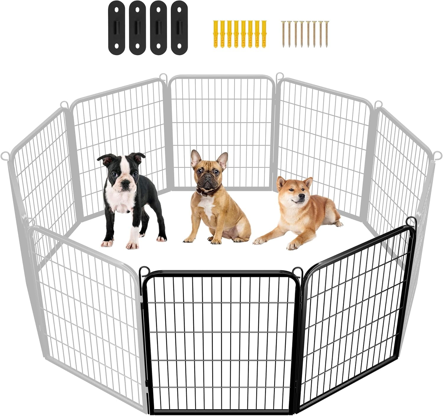 WSWJY Dog Playpen Outdoor, 32 inch 2 Panels Dog Pen Indoor Heavy Duty ...