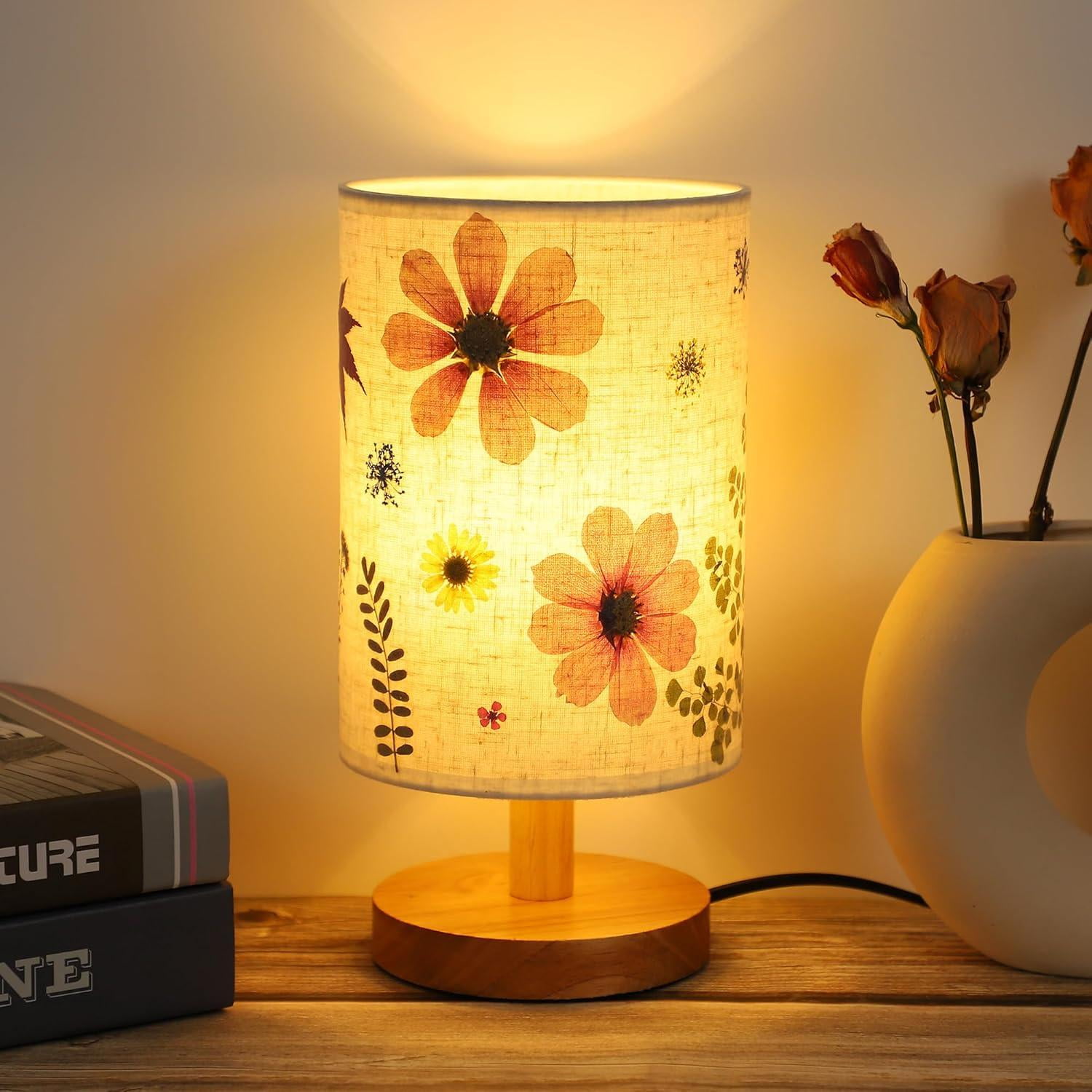 WSYEAR Dried Flower LED Table Lamp, Birthday Multi-Way Dimmable Natural ...