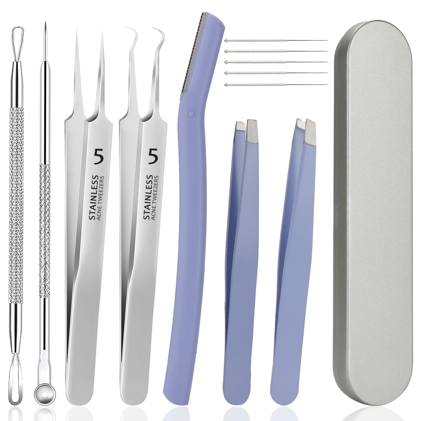 Wsyub Blackhead Tweezers Ingrown Hair Tweezers Pimple Popper Tool Kit