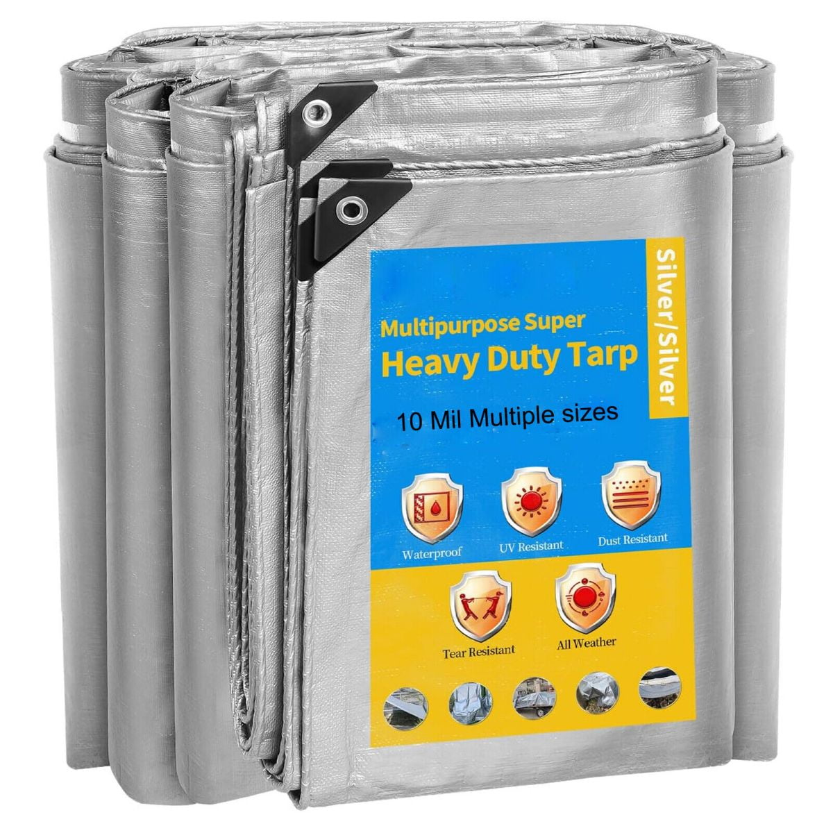 WSYW 10 Mil Heavy Duty Tarp Cover 20*24ft Waterproof UV Resistant Poly Tarpaulin Canopy Tent ...