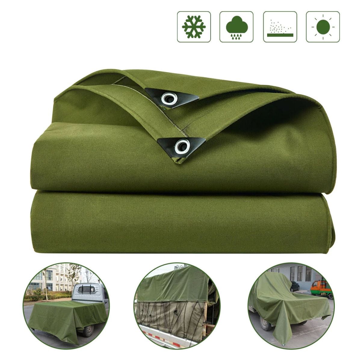 WSYW Heavy Duty Waterproof Canvas Tarp, Breathable Cotton Canvas, Green ...