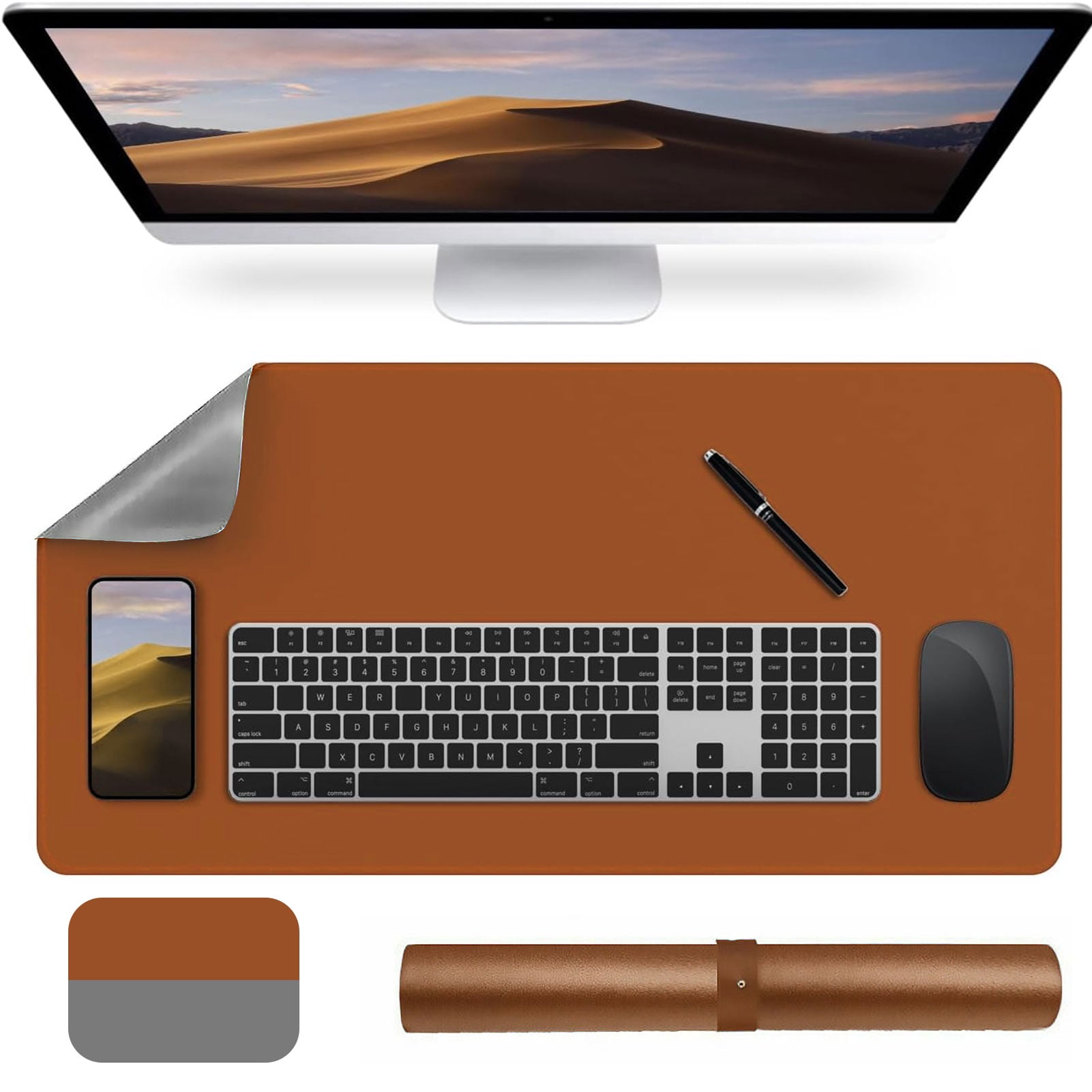 WSYW 11.8"x23.6" PU Leather Desk Pad Office Work Mouse Pad Non-Slip and ...