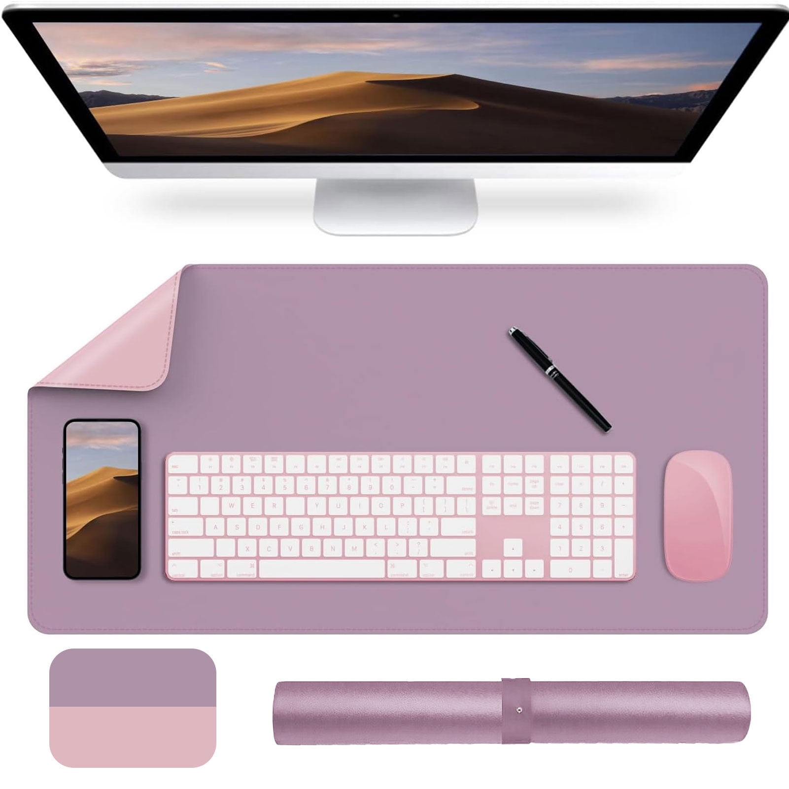 WSYW 15.8"x31.5" Leather Desk Pad , Office Desk Mat, PU Leather Dual ...