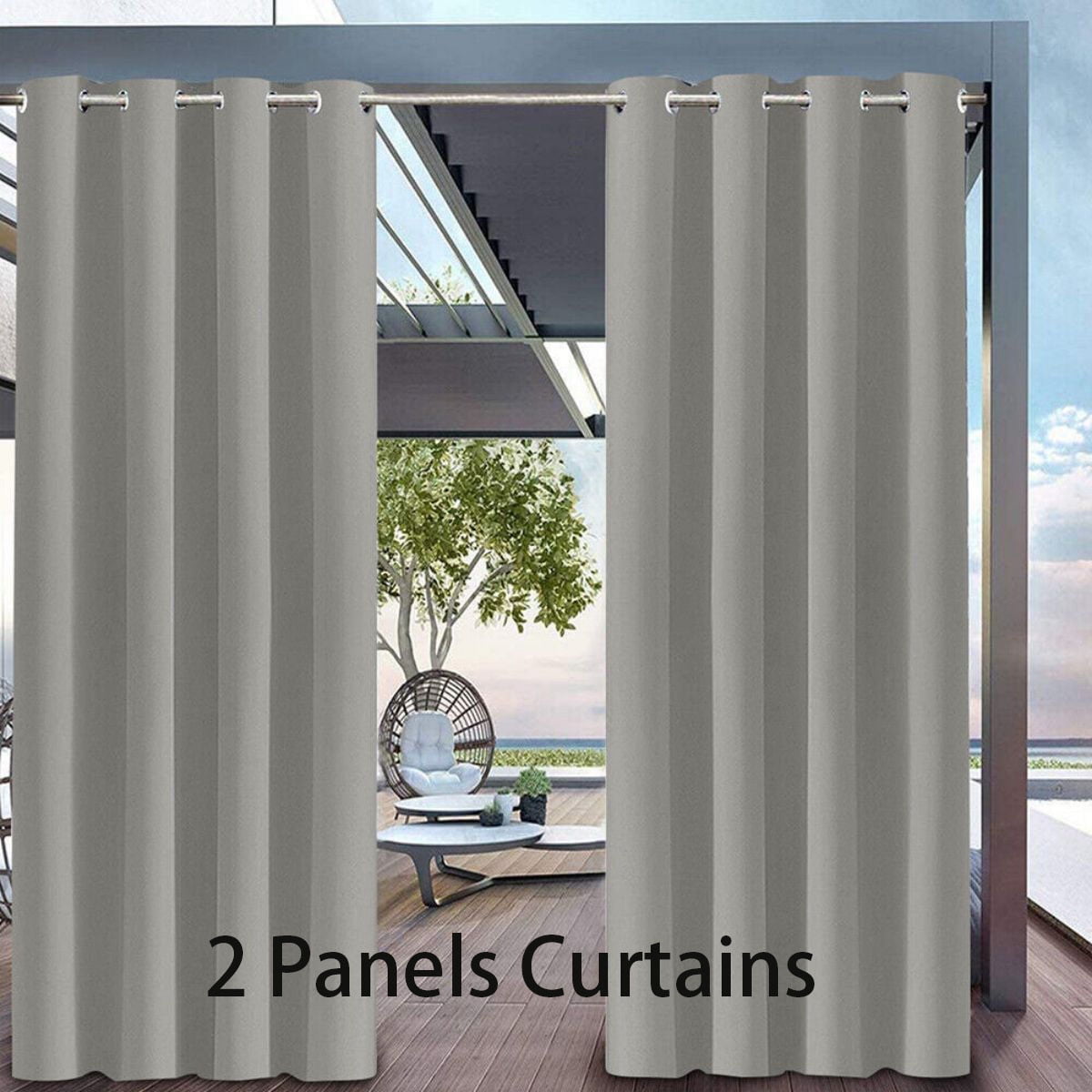 WSYW 2 Panels 100"x84" Extra Waterproof Outdoor Curtains for Patio ...