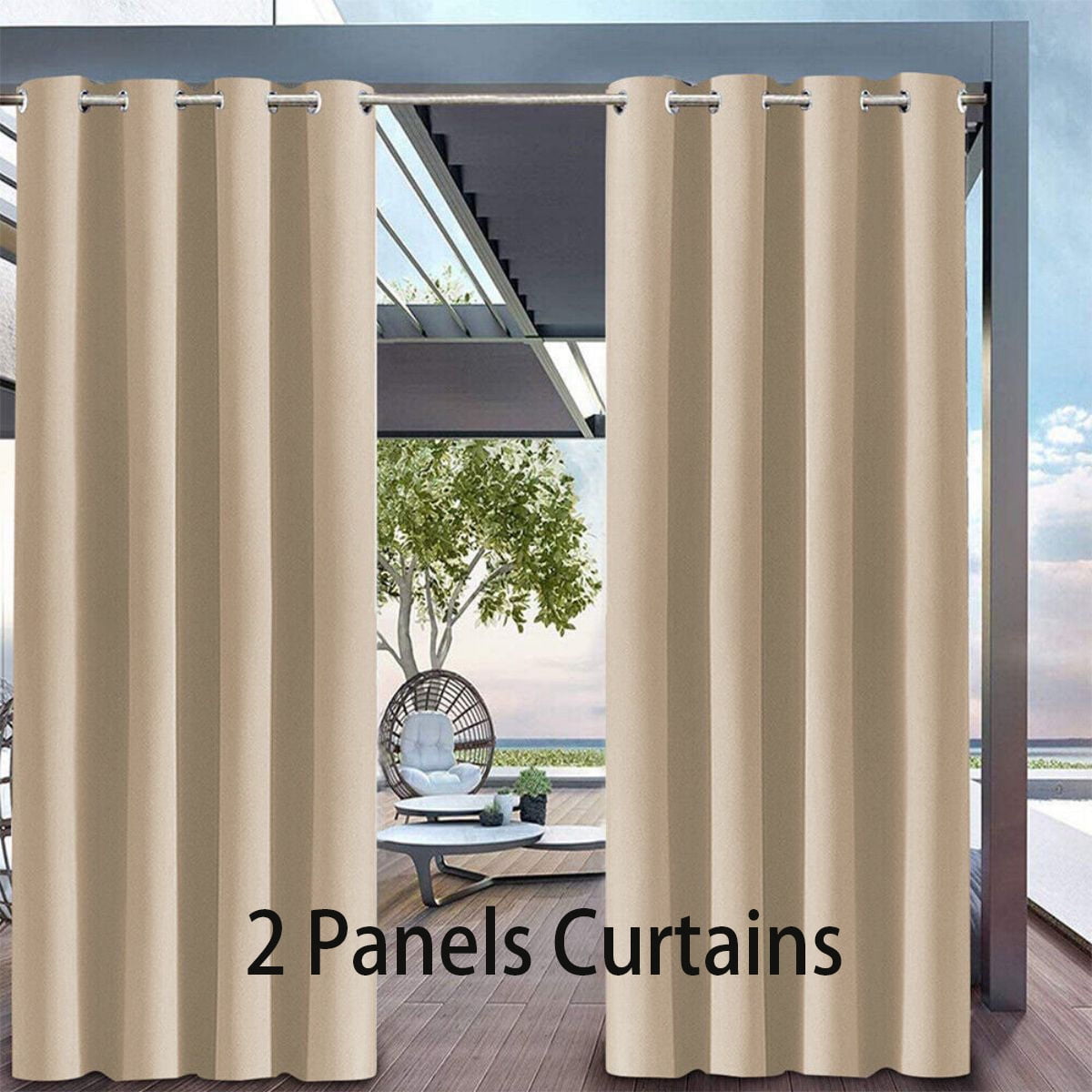 WSYW 2 Panels 100"x84" Extra Waterproof Outdoor Curtains for Patio ...