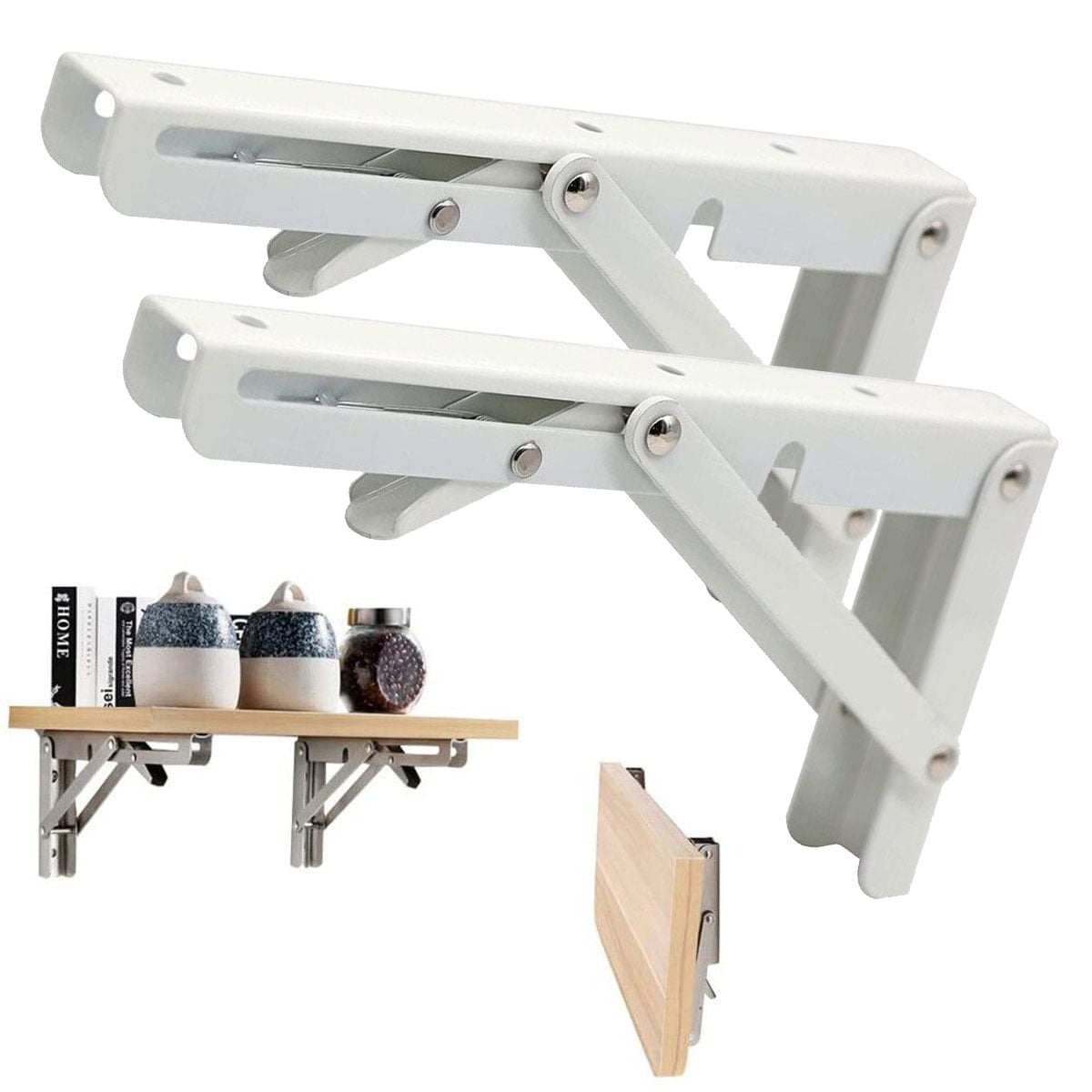 WSYW 2 Pcs Folding Heavy Shelf Bracket Stainless Wall Mounted ...