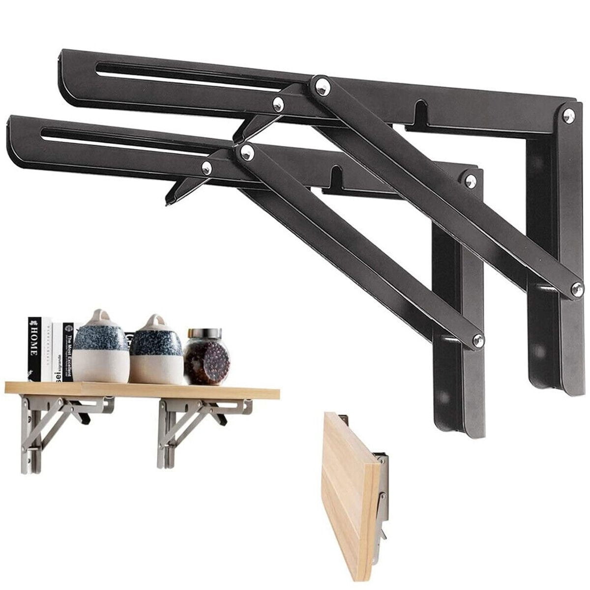 WSYW 2 Pcs Folding Heavy Shelf Bracket Stainless Wall Mounted ...