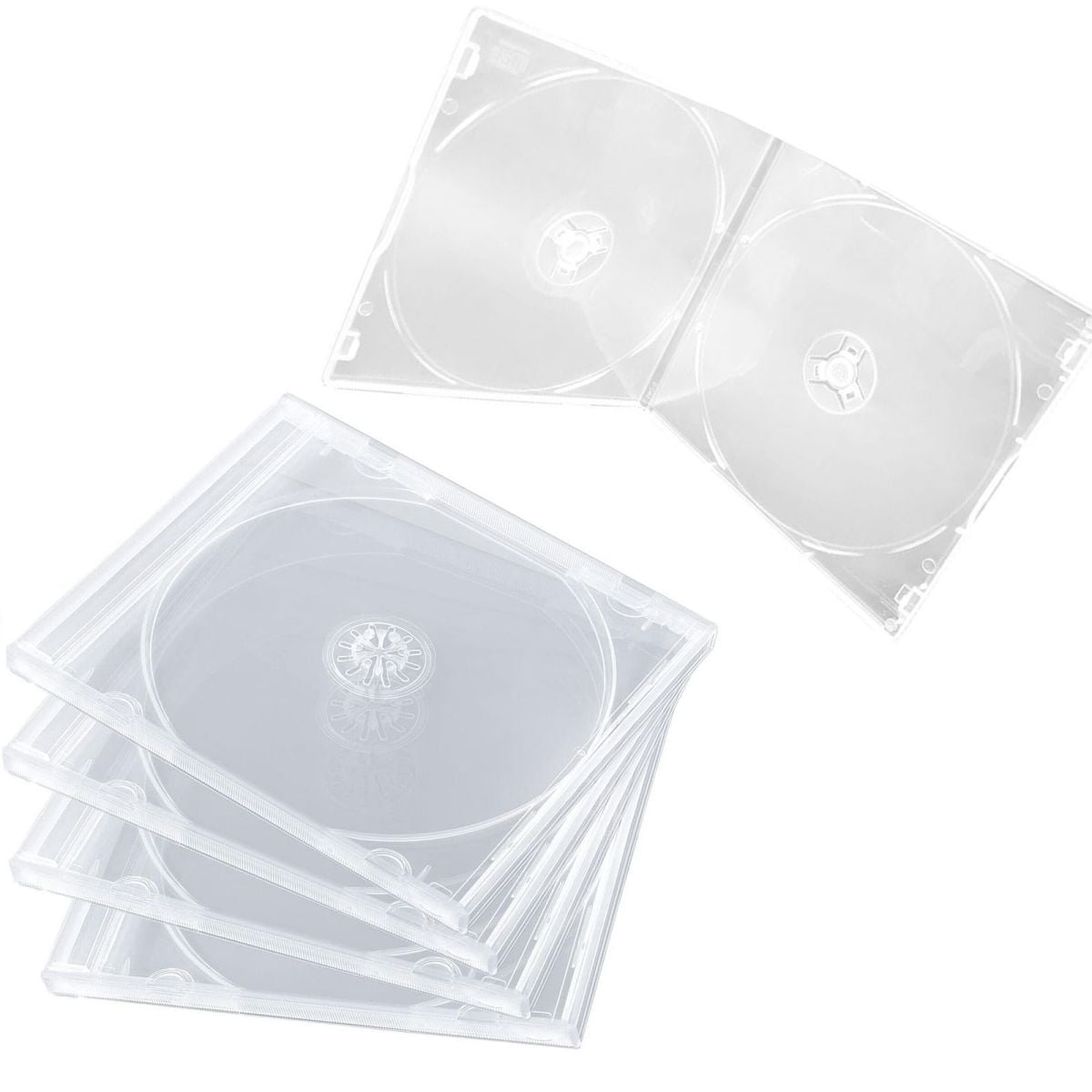WSYW 200pcs 10.4mm Standard CD DVD Disc Jewel Case Storage Clear Tray ...
