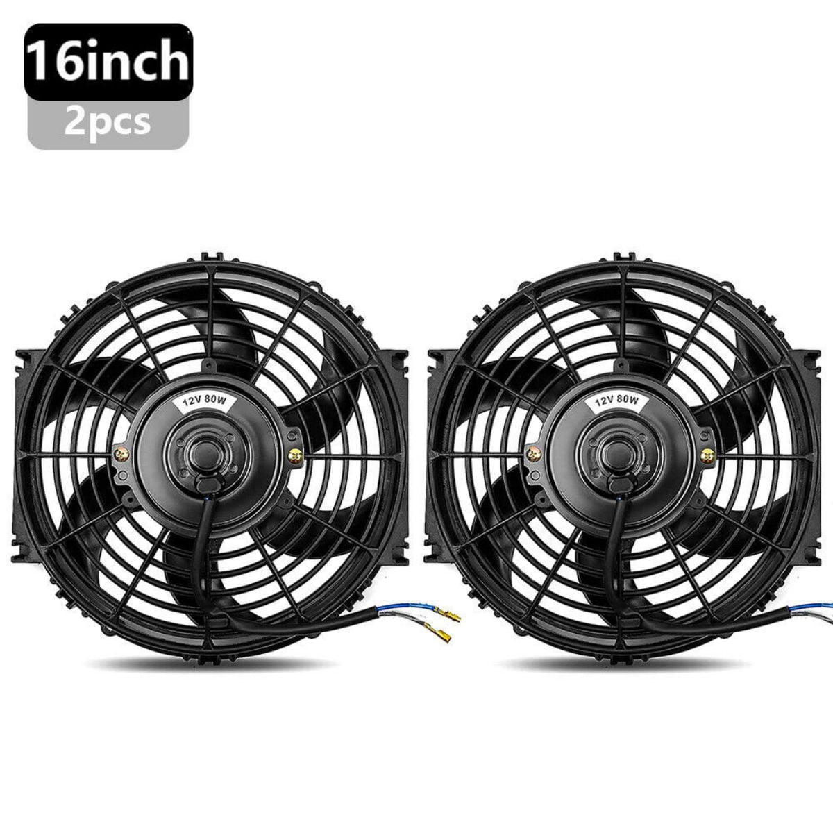 WSYW 2x 16" Universal Slim Fan Push Pull Electric Radiator 12V Cooling ...