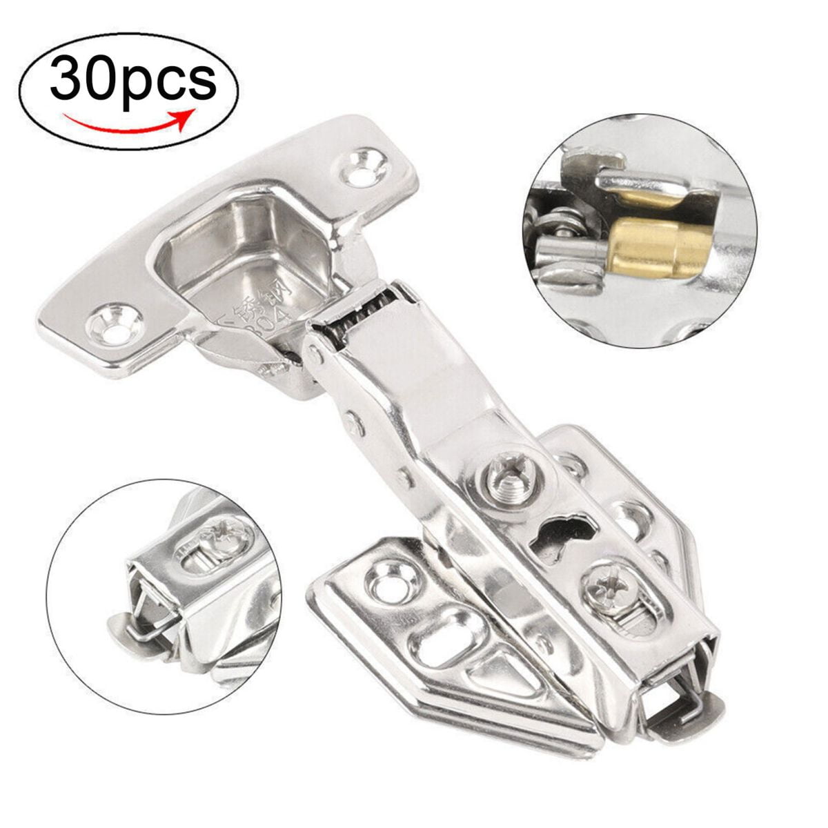 WSYW 30PCS Compact Concealed Cabinet Hinge 1/2 OVERLAY Hydraulic Soft ...