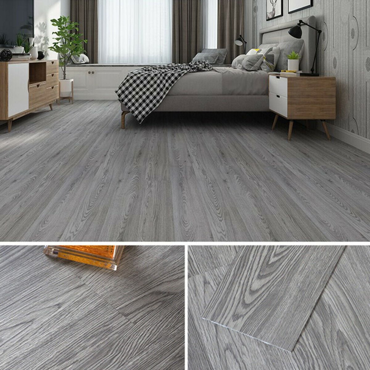 WSYW 36Pcs 54 Sq.ft Self-Adhesive PVC Vinyl Flooring Planks Peel ...