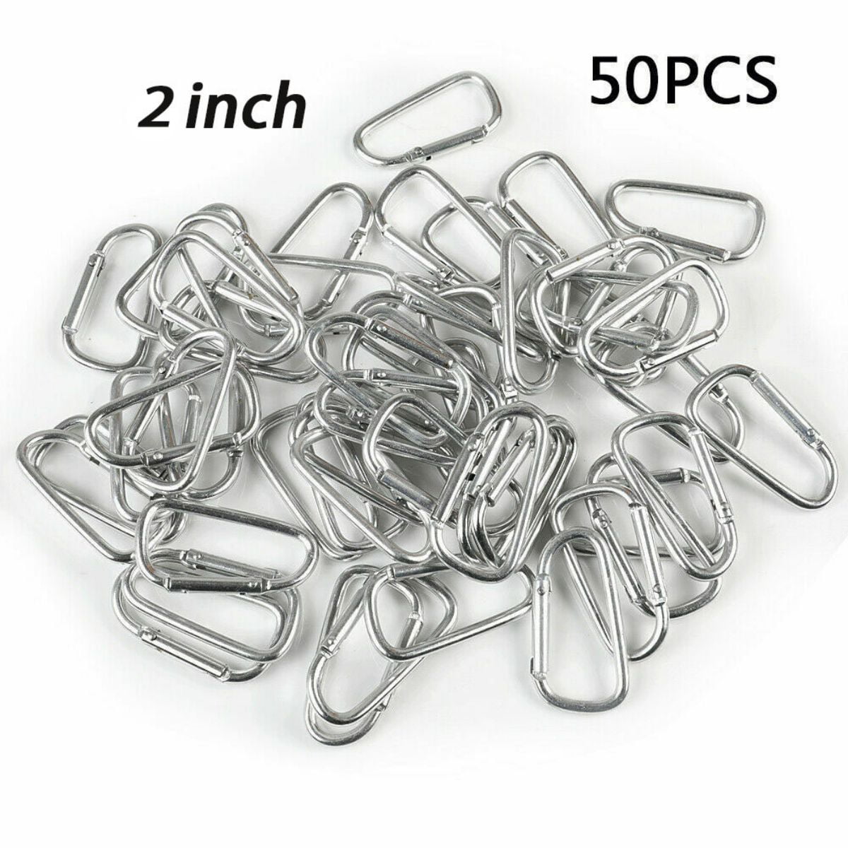 WSYW 50 pcs 2" Aluminum Carabiner Key Hook Keychain Buckle D Shape ...