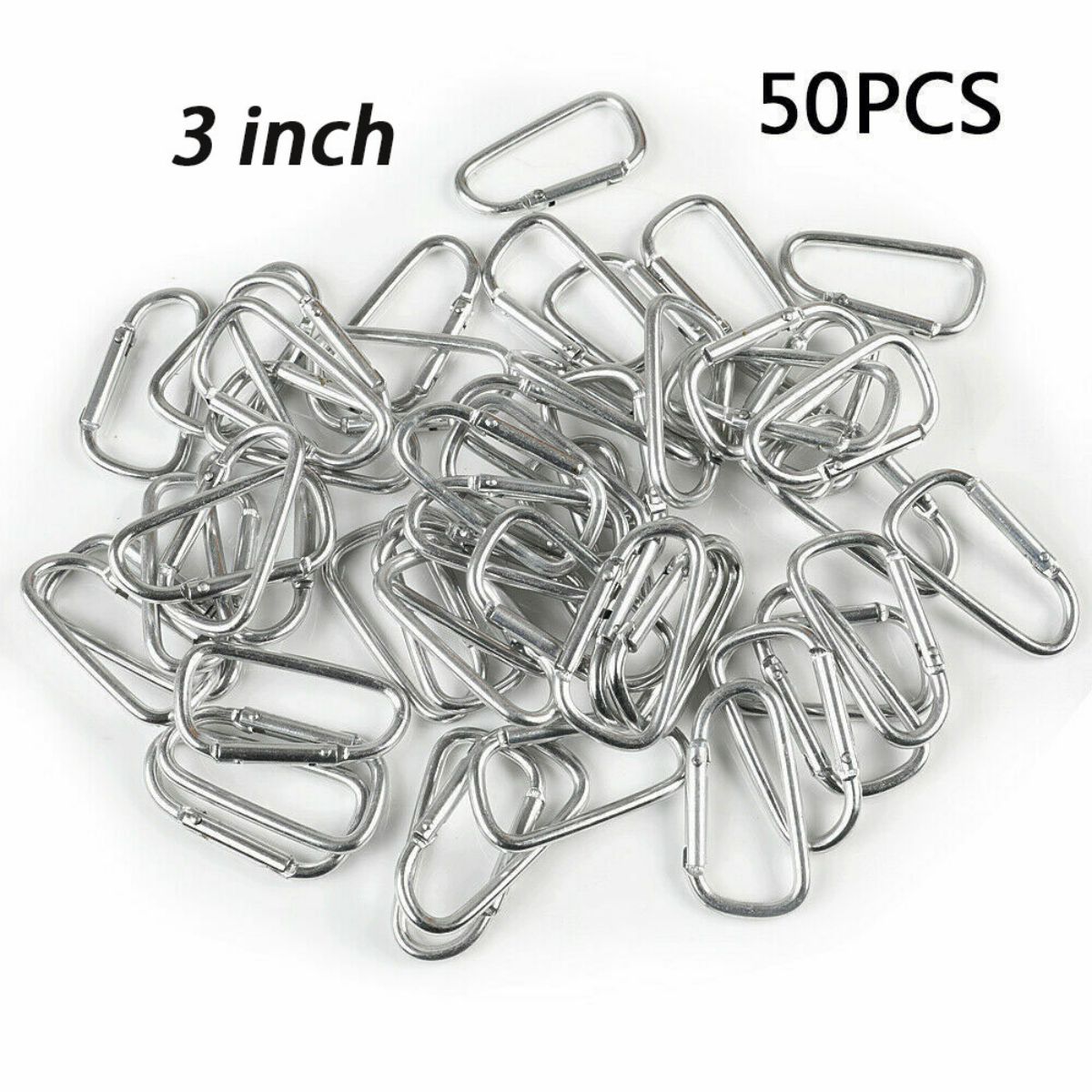 WSYW 50 pcs 3" Aluminum Carabiner Key Hook Keychain Buckle D Shape ...