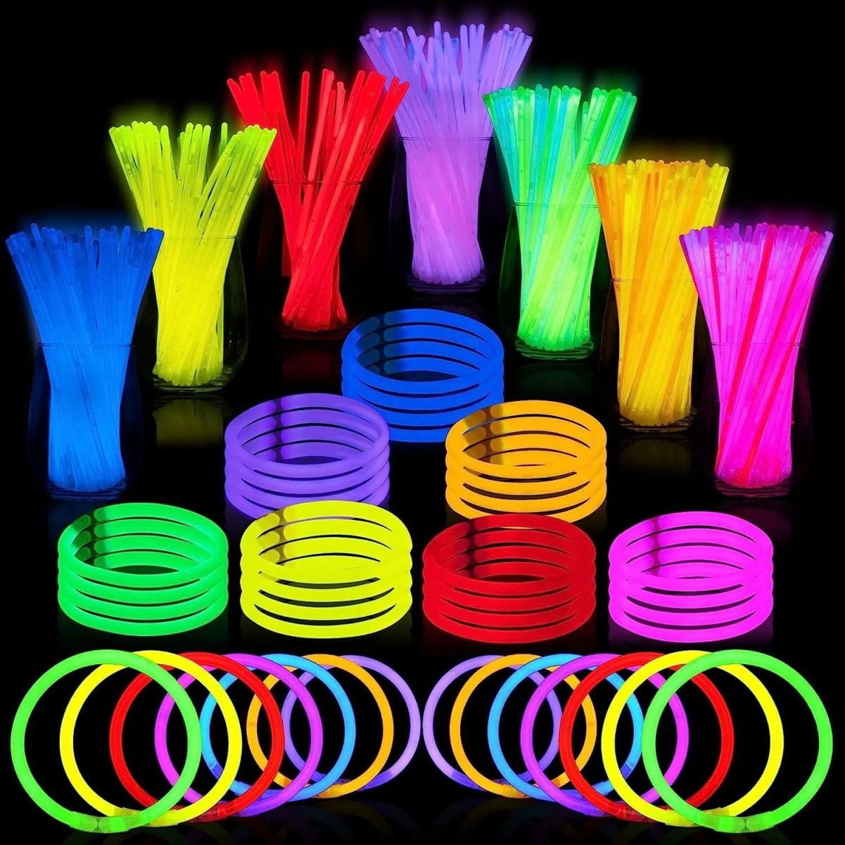 WSYW 500 Bulks LED Ultra Bright Glow Sticks 8" Bracelets Necklaces ...
