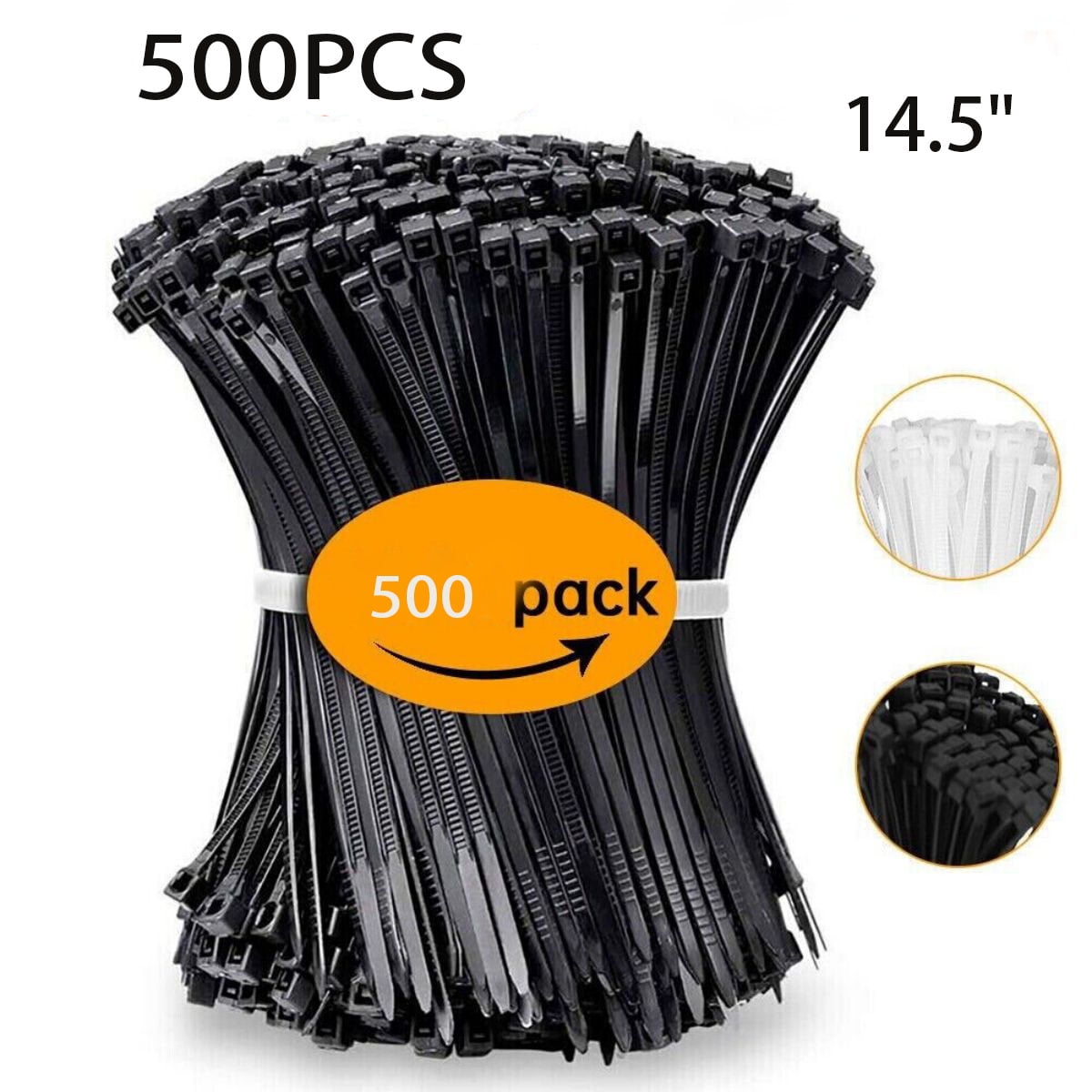 WSYW 500PCS 14.5" Nylon Wrap Zip Ties Cord Strp Wire Cable Ties Self ...
