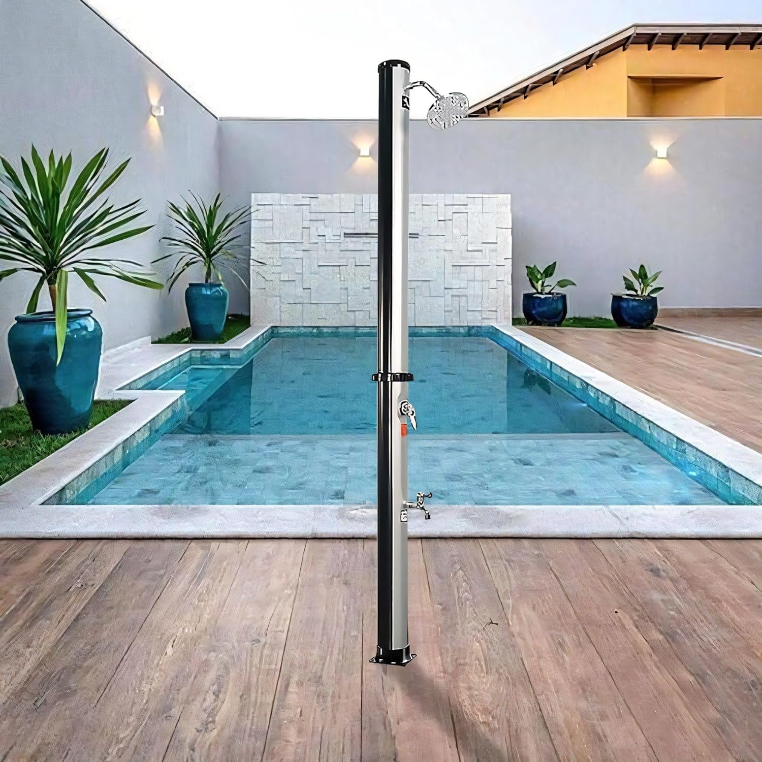 WSYW 7.2ft Outdoor Solar Heated Shower, 9.3 Gal Pool Shower w/Handheld ...