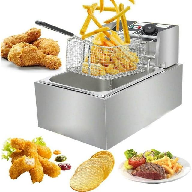 WSYW Electric Deep Fryer, 1750W 6.3QT/6L Large Single Tank Electric ...