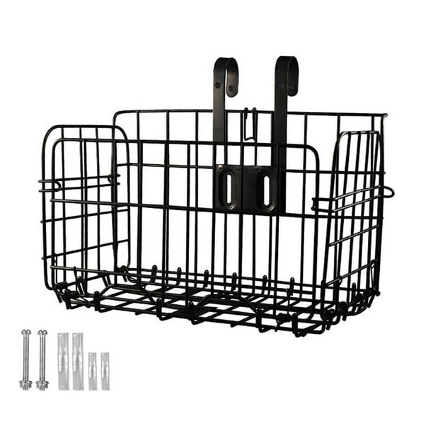 WSYW Folding Front Rear Bike Basket Fold-Up Wire Detchable Storage ...