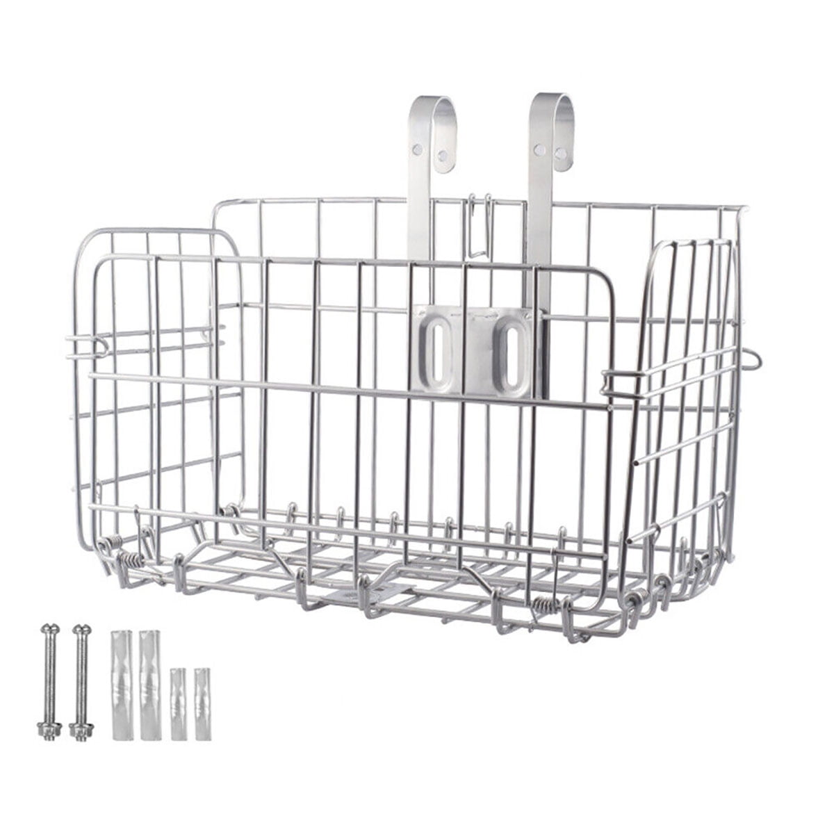 WSYW Folding Front Rear Bike Basket Fold-Up Wire Detchable Storage ...