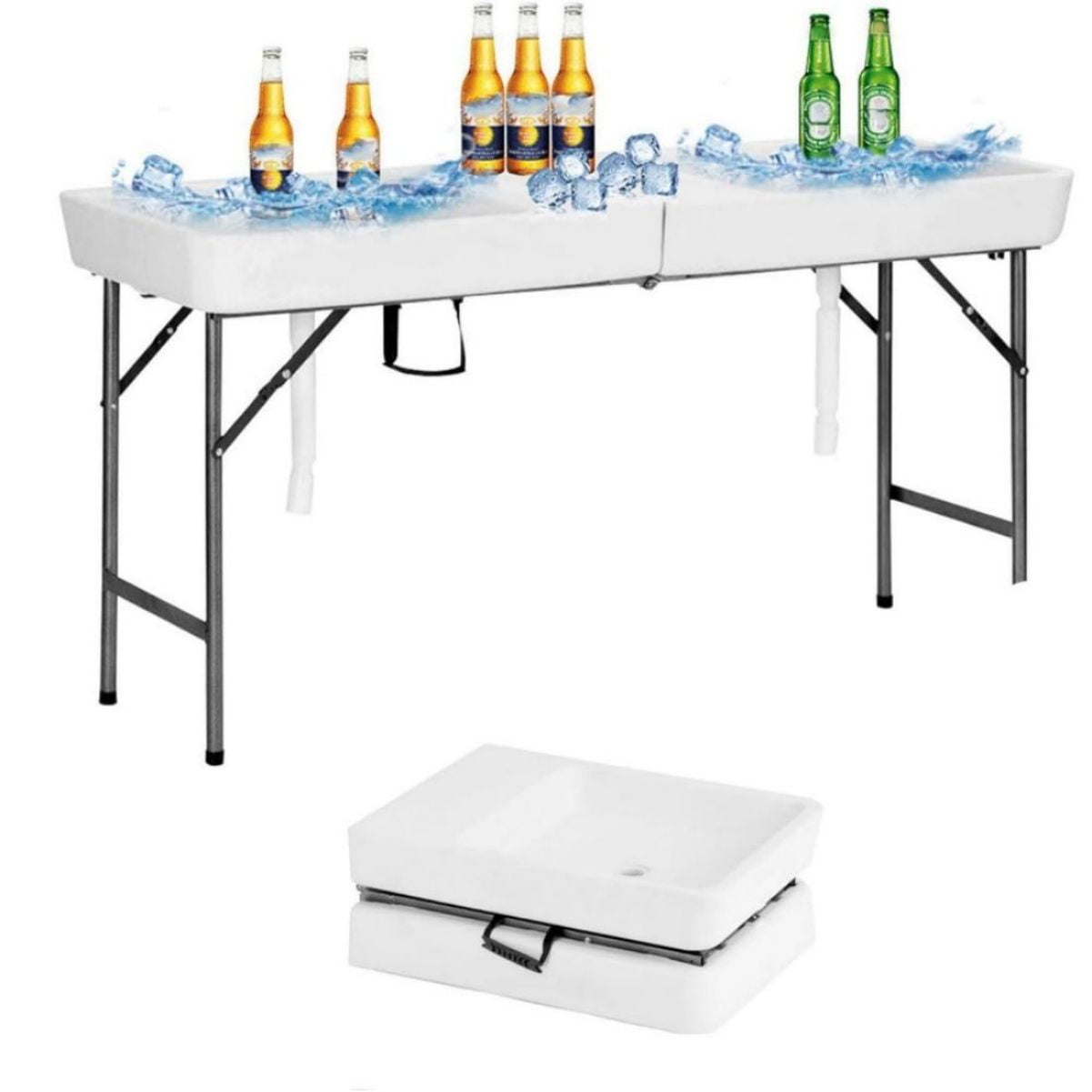 WSYW Folding Ice Table with Drain, Portable Cooler Table, Party Ice Bin ...