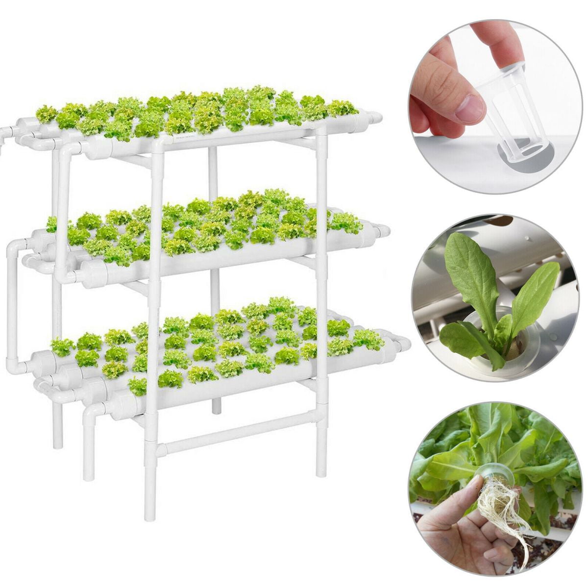 WSYW Hydroponic Site Grow Kit 3 Layer 108 Plant Sites, 12 PVC Pipes ...