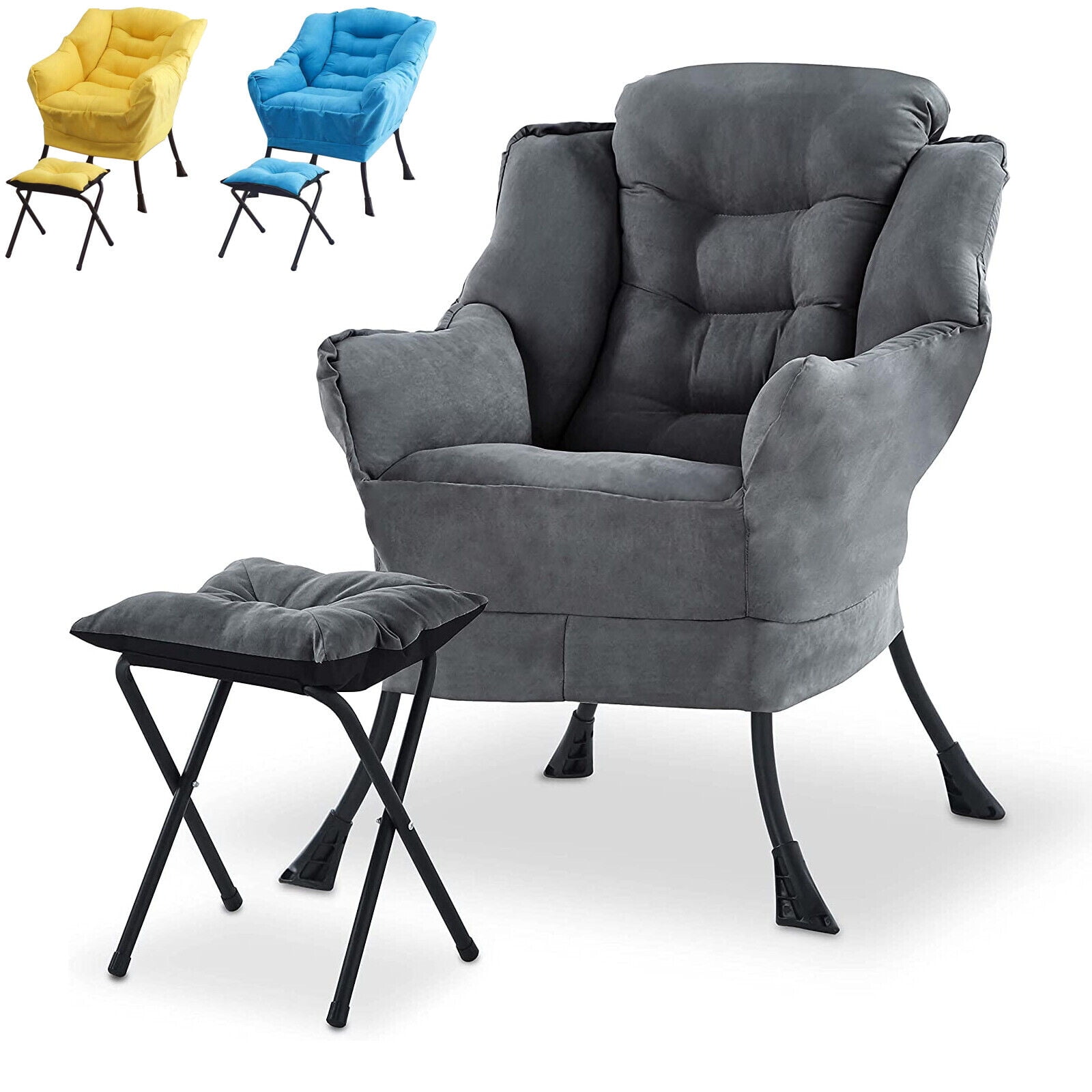 WSYW Oversized Comfy Lazy Chair with Ottoman for Living Room, Bedroom ...