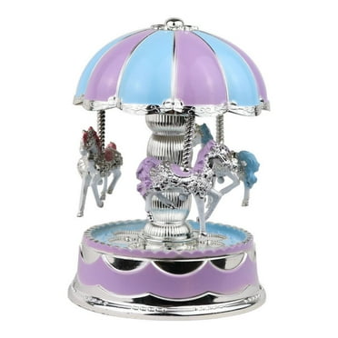 Delaman Carousel Music Box , 4 Horse Wooden Merry-Go-Round Music Box ...