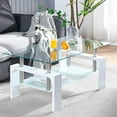 WSYW Modern Solid Glass Top Coffee Table Rectangle Furniture 2-Layer ...