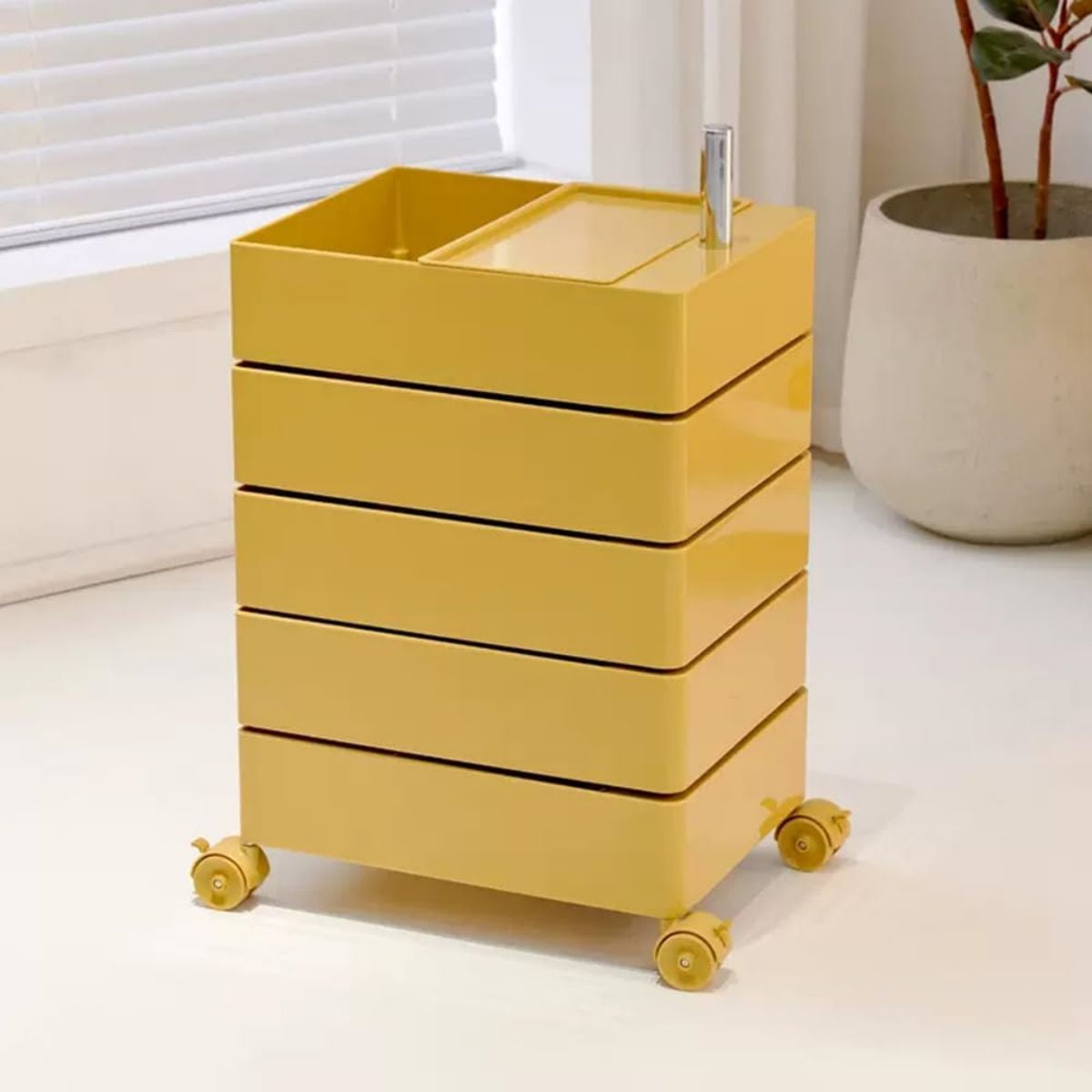 WSYW Nightstand 5-Tier Rotating Drawers End Table, 360-Degree Rotating ...
