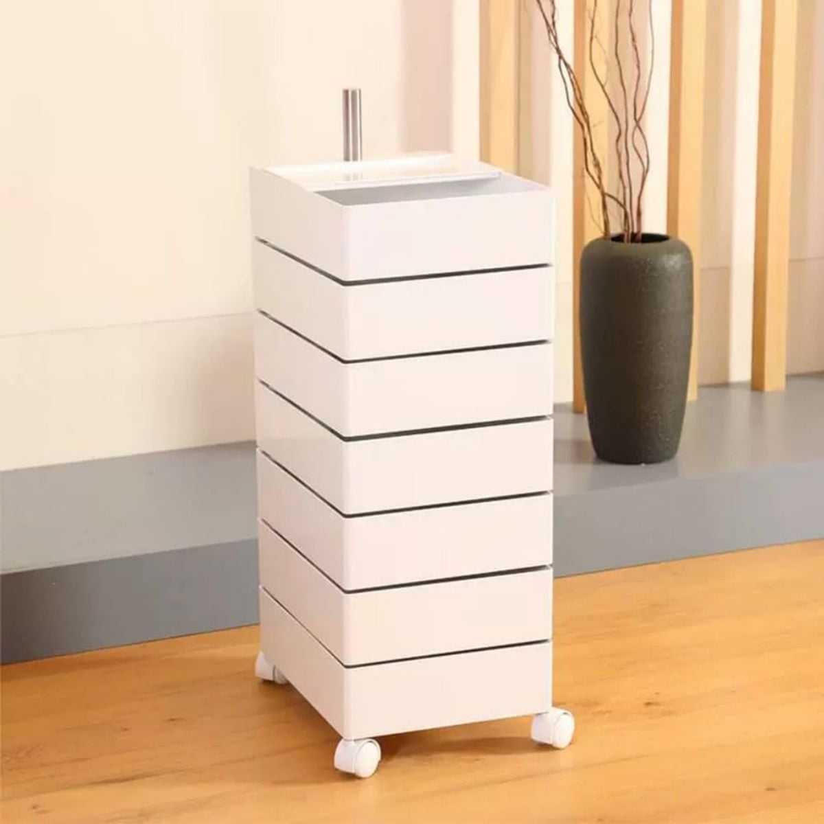 WSYW Nightstand 7-Tier Rotating Drawers End Table, 360-Degree Rotating ...