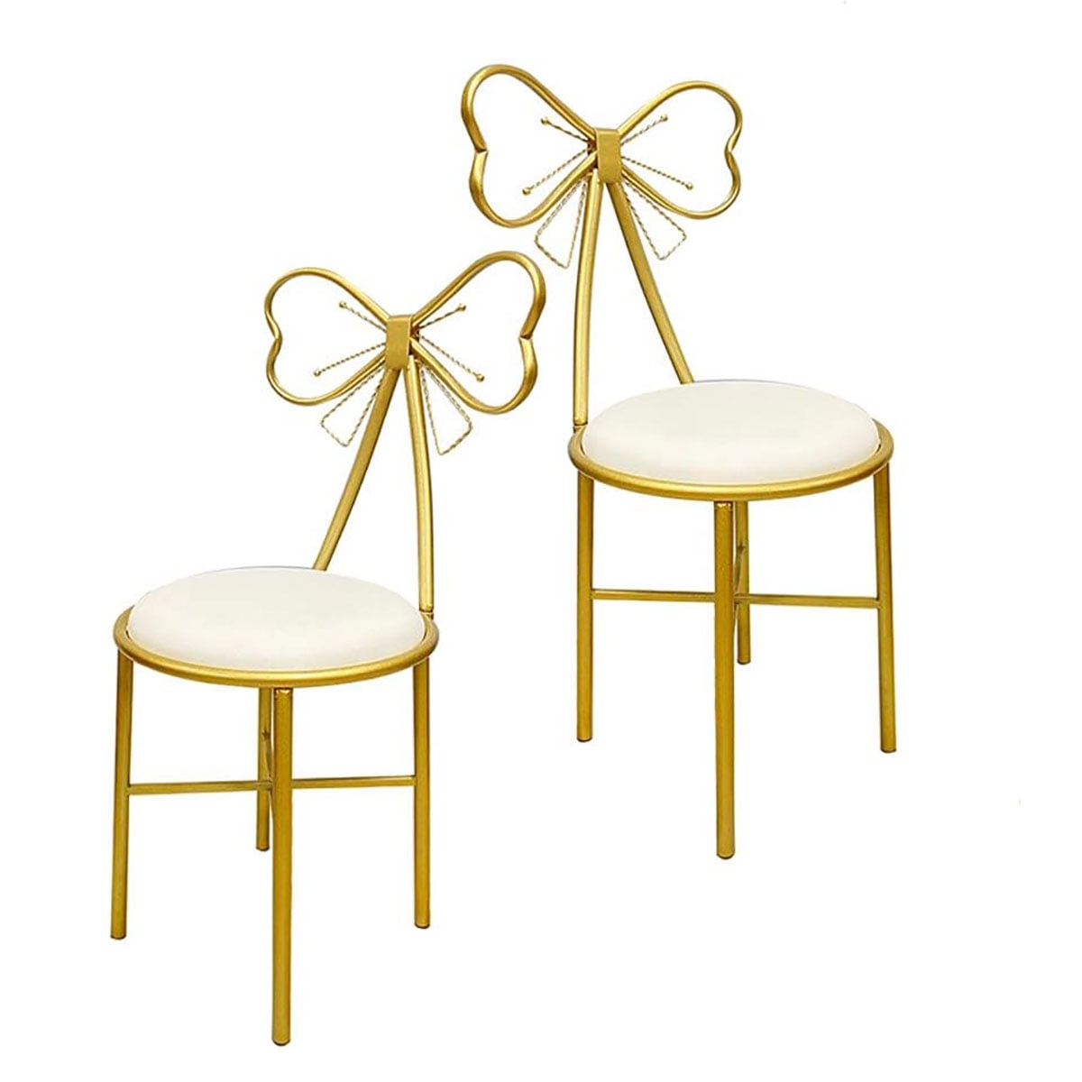 WSYW Set of 2 Wrought Iron Dressing Stool Makeup Vanity Chairs with ...