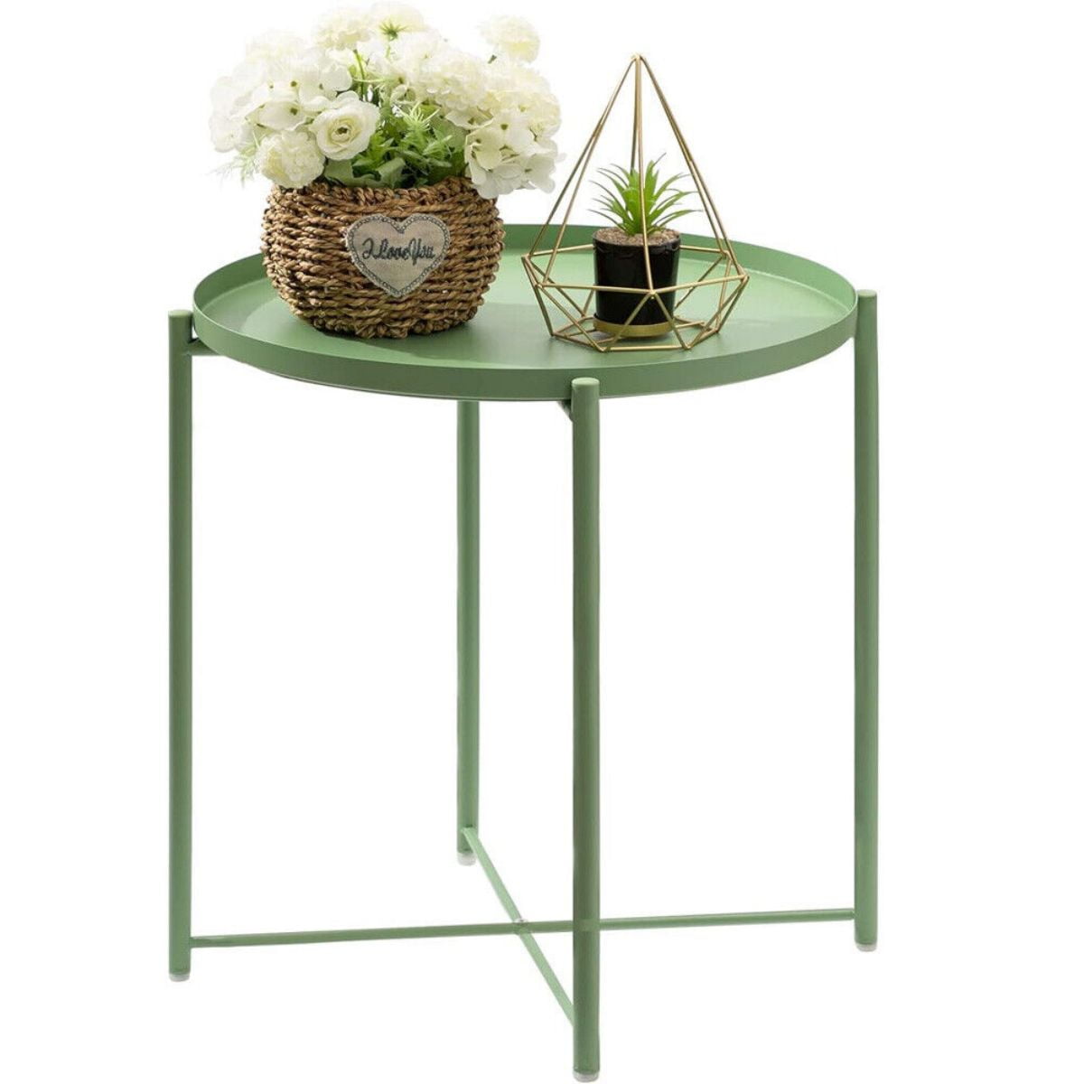 WSYW Side Table, Metal End Table Round Side Table Sofa Small Table with ...