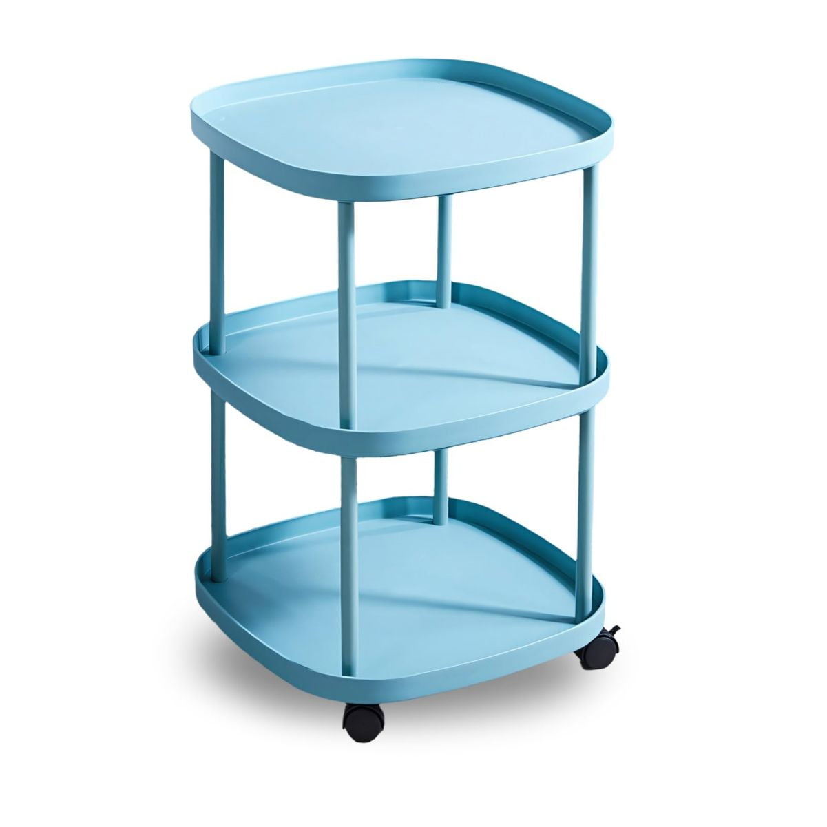 WSYW Side Table with Wheels, 3 Tier End Table Living Room Plastic ...
