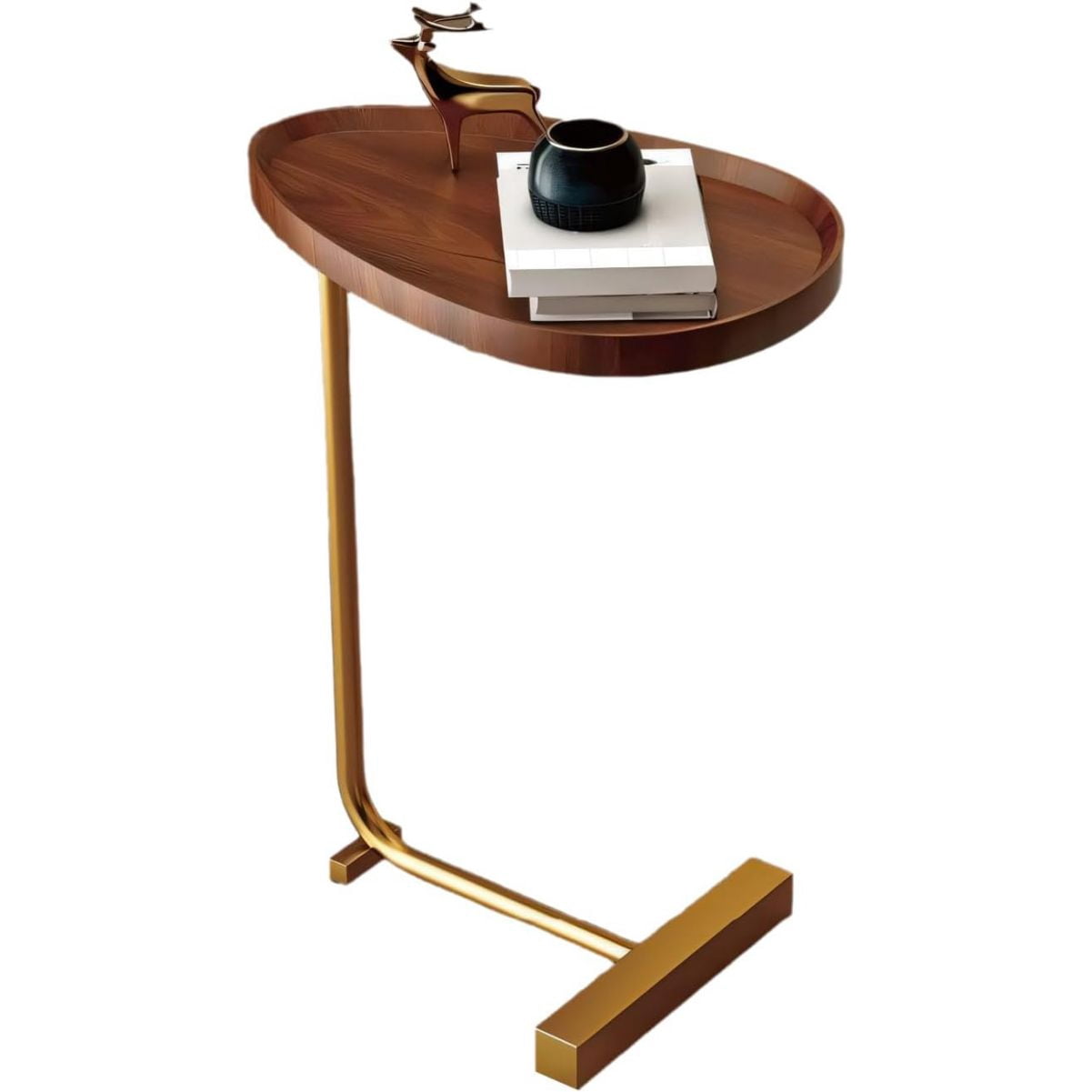 WSYW Small Side Table, C-Shaped End Table, Sofa Table with Metal Frame ...