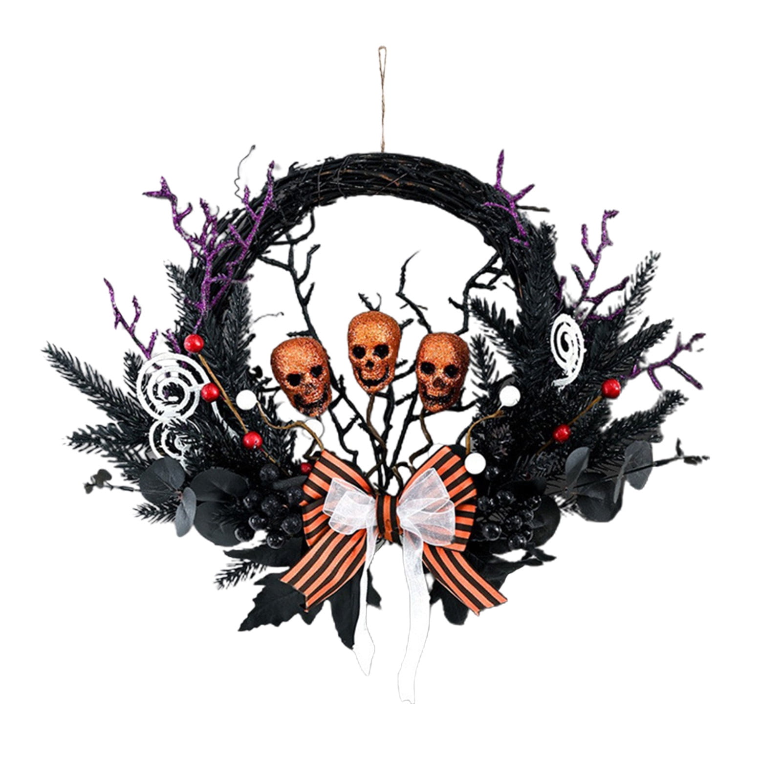 WSZZL Halloween Skull Wreath, Scary Party Decoration, Unique Door ...